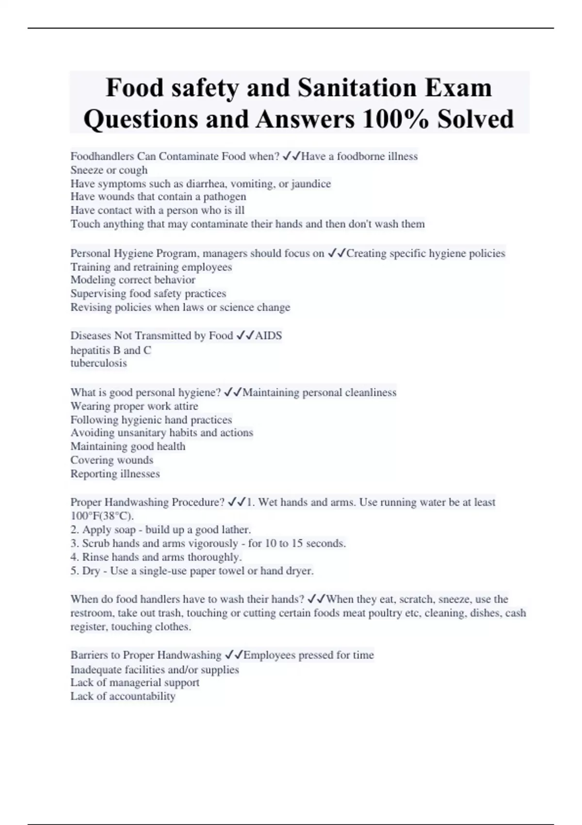 Sanitation Bundled Exams Full Solution Pack 2024/2025 with complete ...