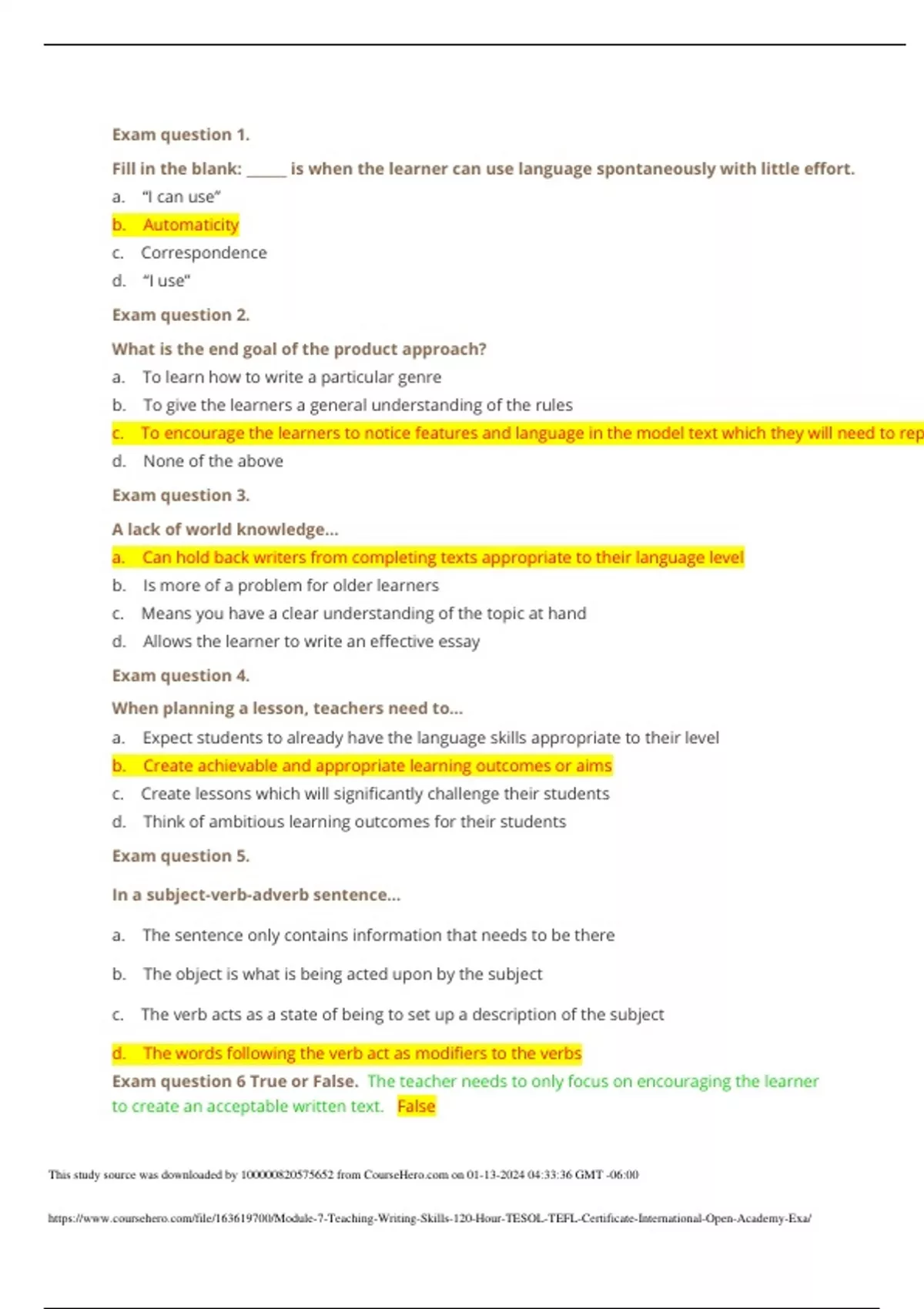 Module 7- Teaching Writing Skills- -120 Hour TESOL- TEFL Certificate ...