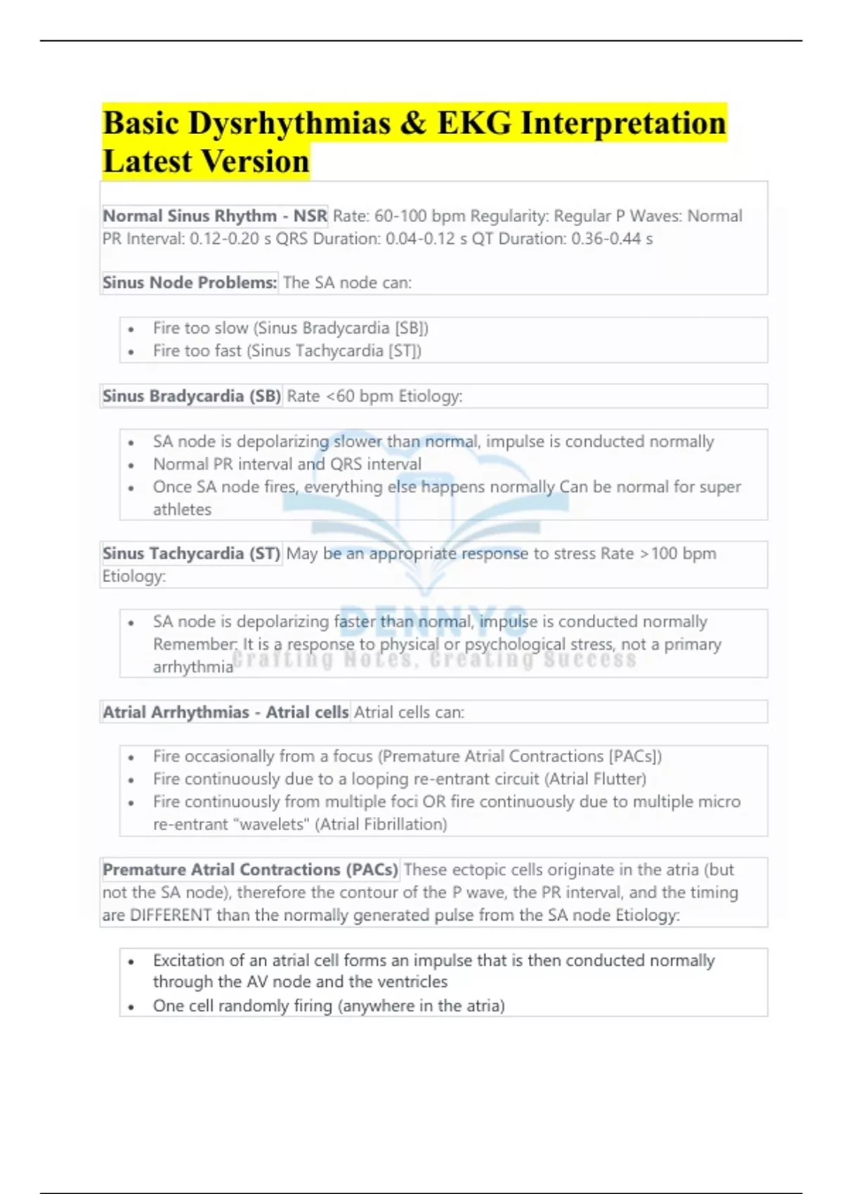 Basic Dysrhythmias & EKG Interpretation Comprehensive Question and ...