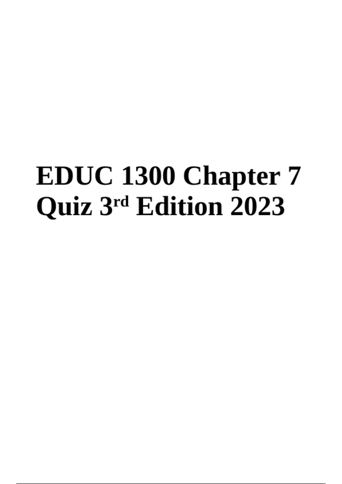 EDUC 1300 Final Exam Questions With Correct Answers Latest Updated 2024 ...