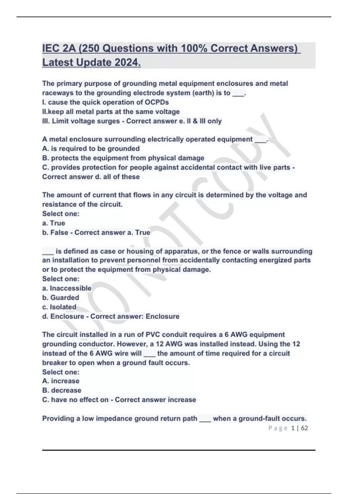 IEC 2A (250 Questions with 100% Correct Answers) Latest Update 2024 ...