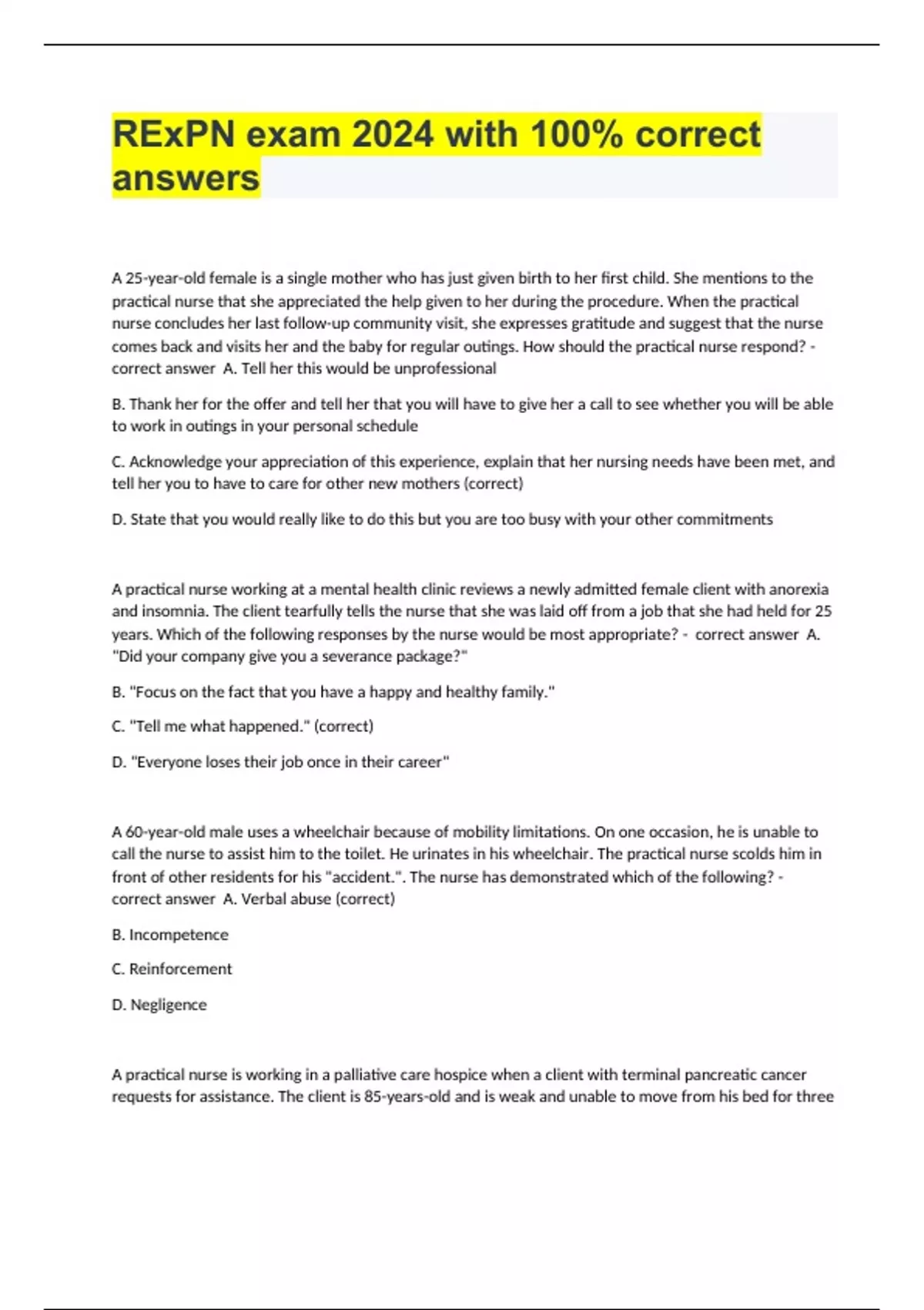 RExPN exam 2024 with 100% correct answers - RExPN - Stuvia US