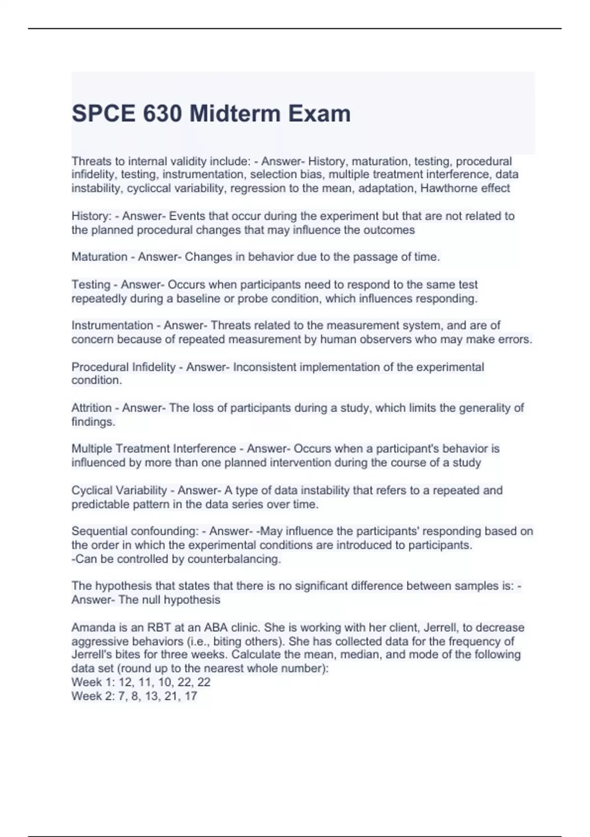 SPCE 630 Midterm Exam Questions with correct Answers - SPCE 630 - Stuvia US