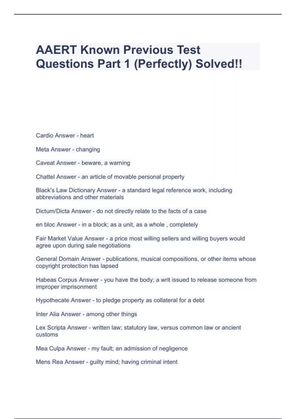 AAERT Known Previous Test Questions Part 1 (Perfectly) Solved!! - AAERT ...