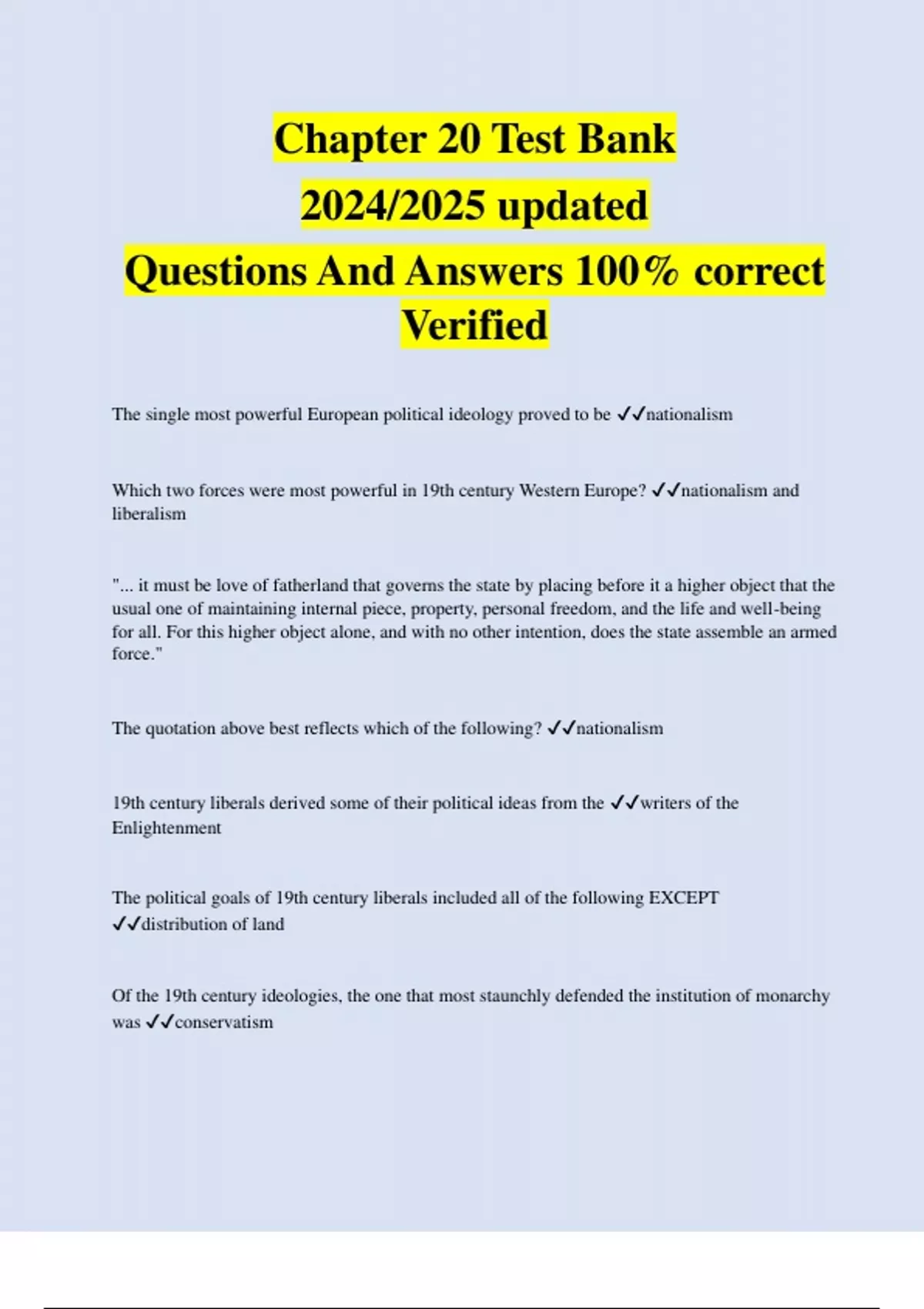Chapter 20 Test Bank 2024/2025 updated Questions And Answers 100% ...