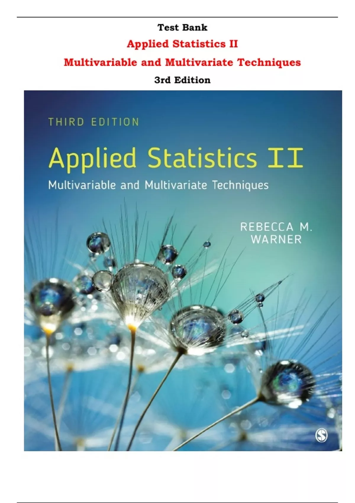 Applied Statistics II Multivariable and Multivariate Techniques 3rd ...