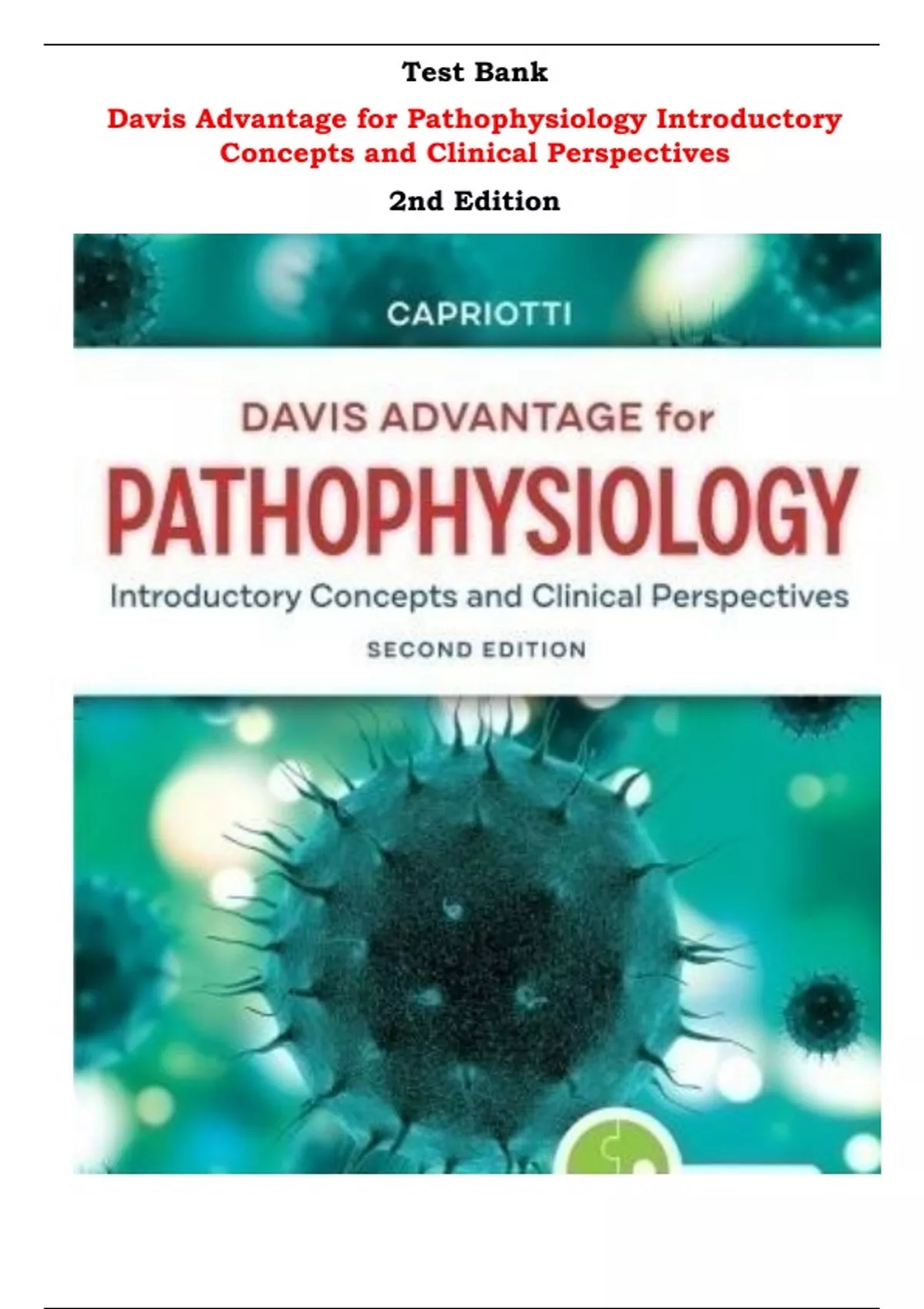 Davis Advantage for Pathophysiology Introductory Concepts and Clinical ...
