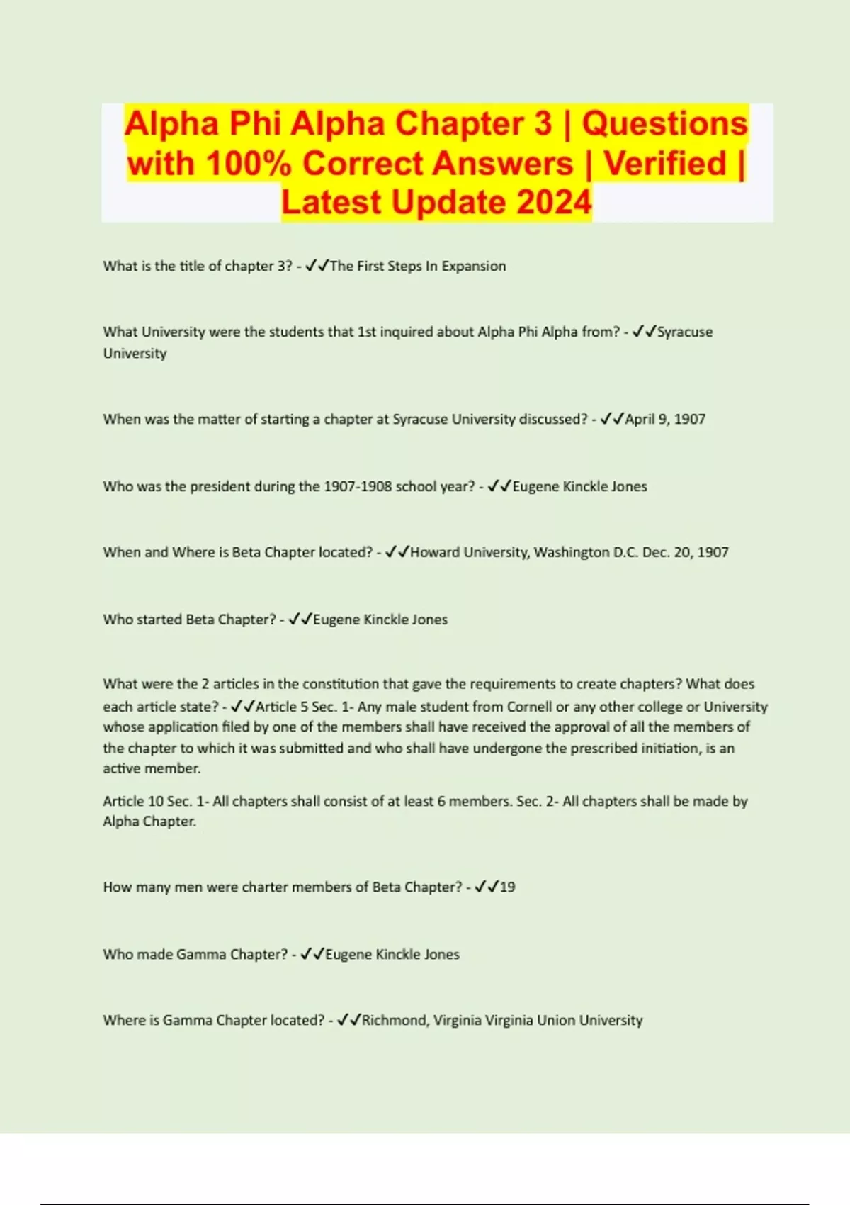 Alpha Phi Alpha Chapter 3 | Questions with 100% Correct Answers ...