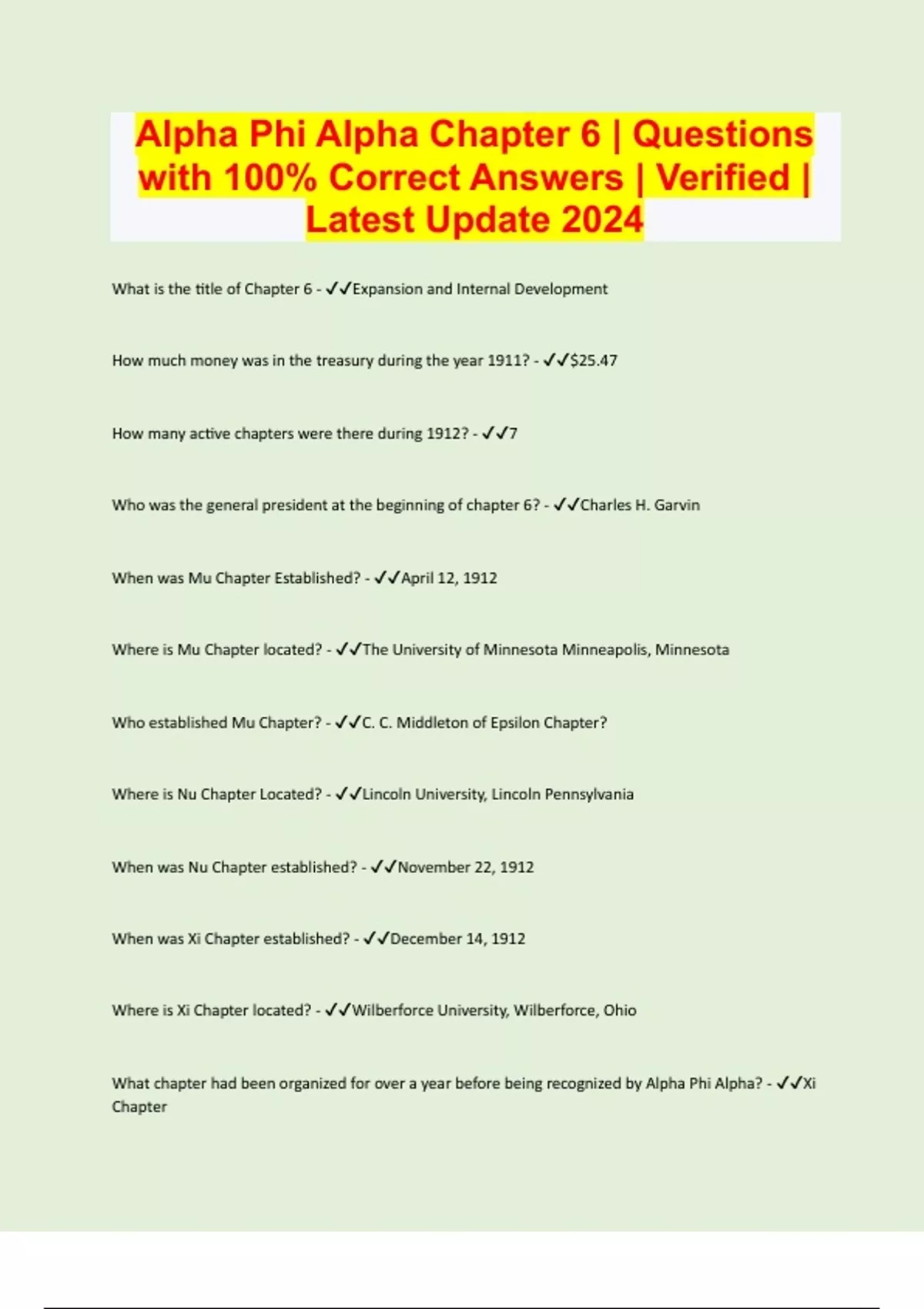 Alpha Phi Alpha Chapter 6 | Questions with 100% Correct Answers ...