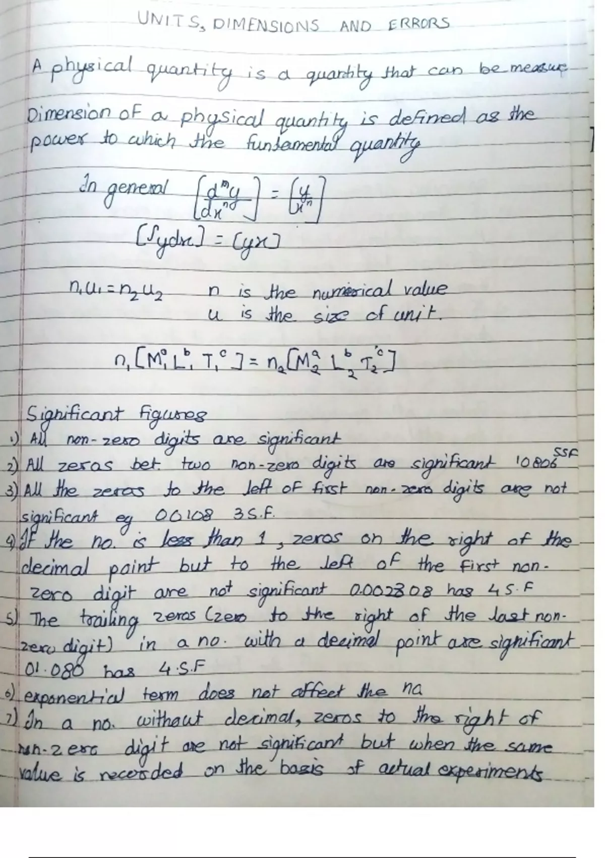 Units, Dimensions, and Errors - JEE - Stuvia US