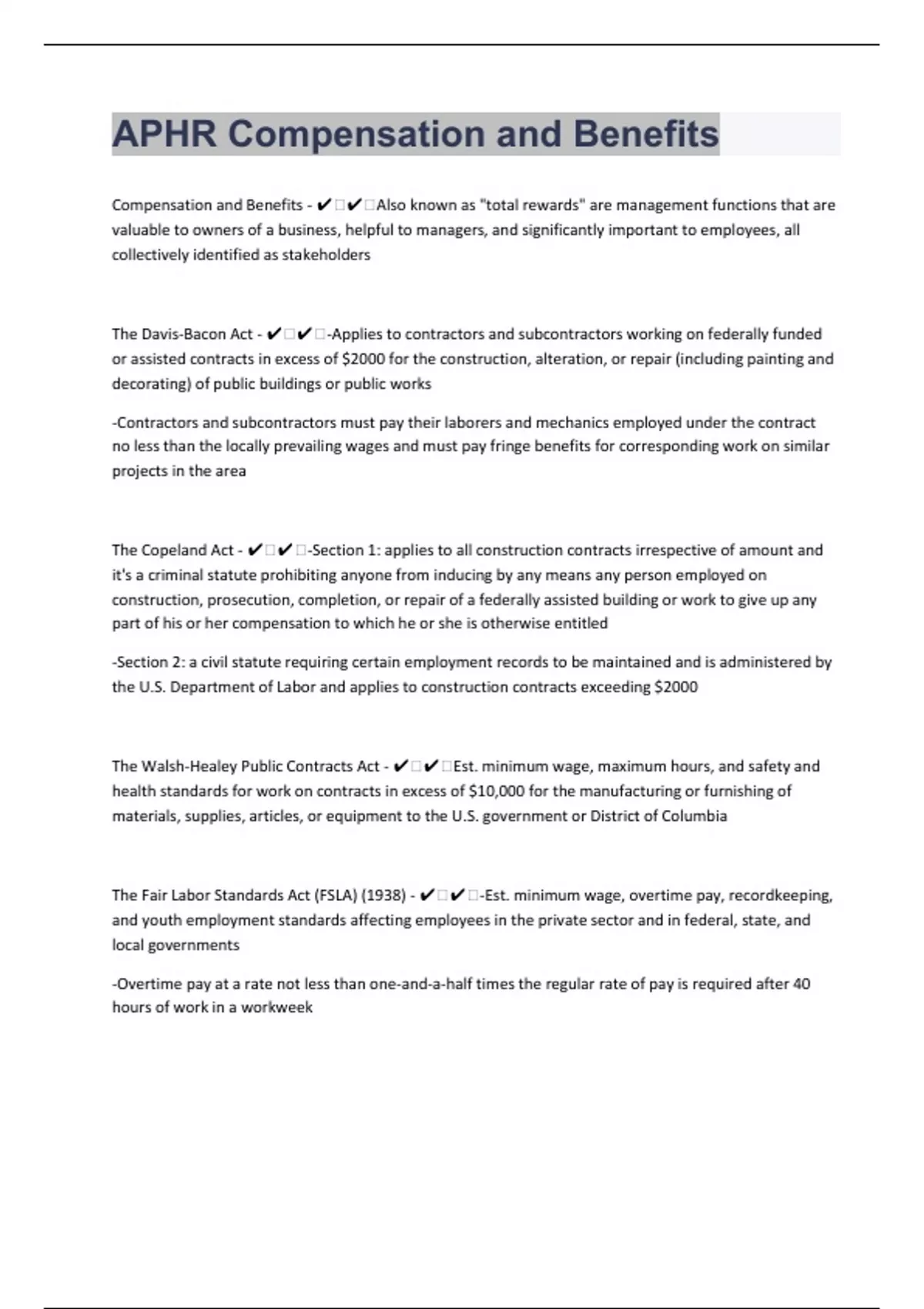 APHR Compensation and Benefits 165 | Questions And Answers|100% Correct ...