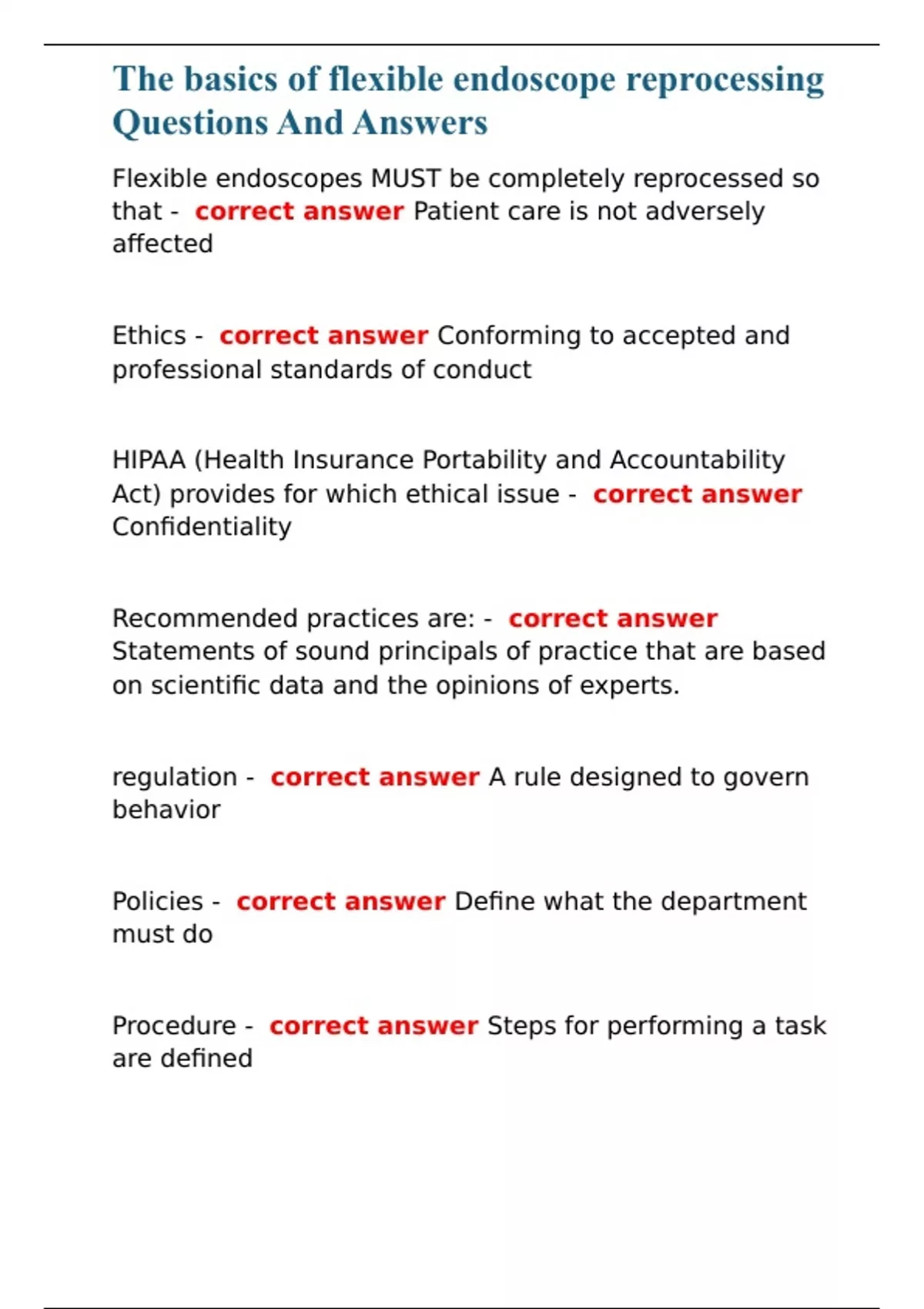 The basics of flexible endoscope reprocessing Questions And Answers ...