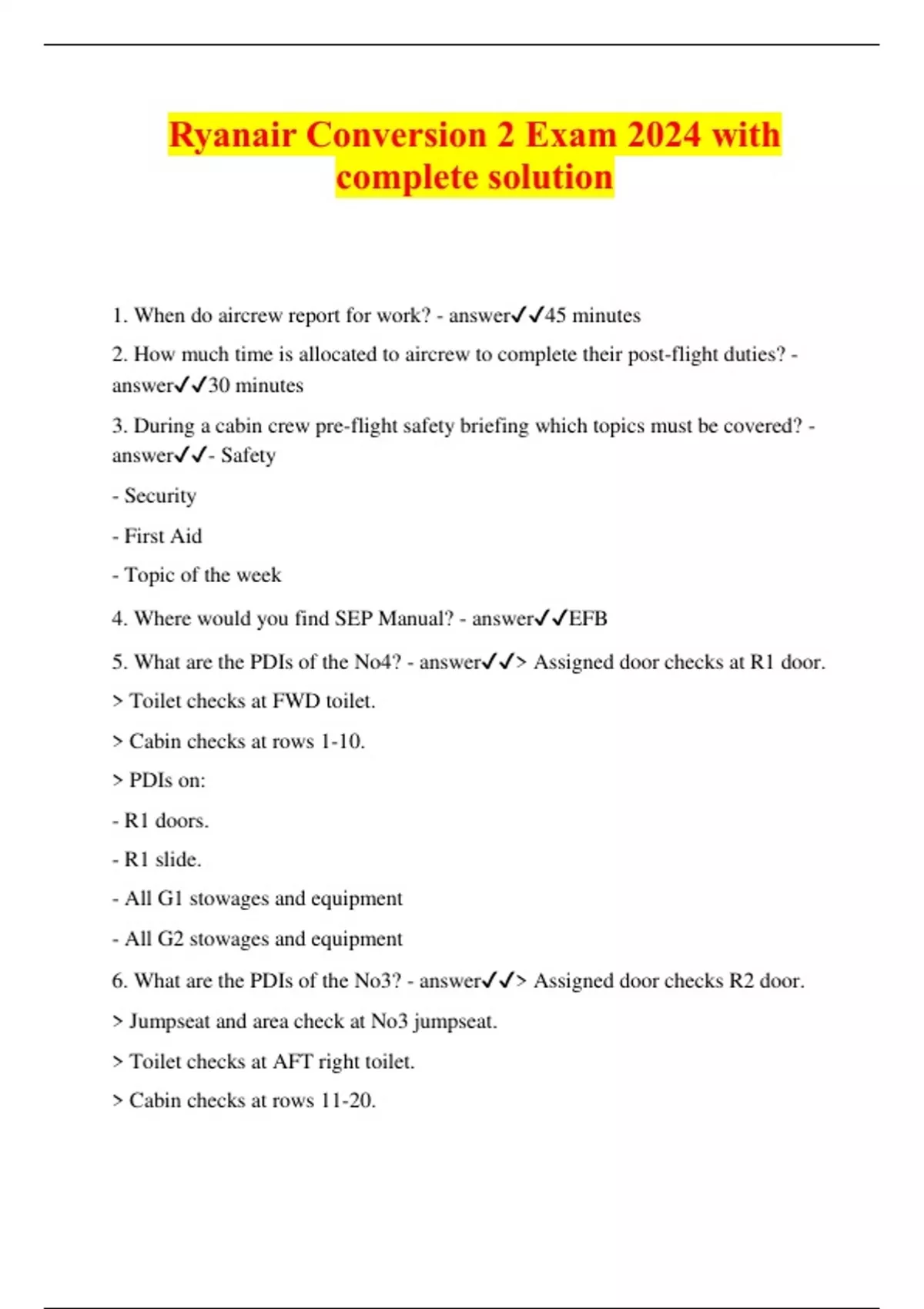 Ryanair Conversion 2 Exam 2024 with complete solution - Ryanair - Stuvia US