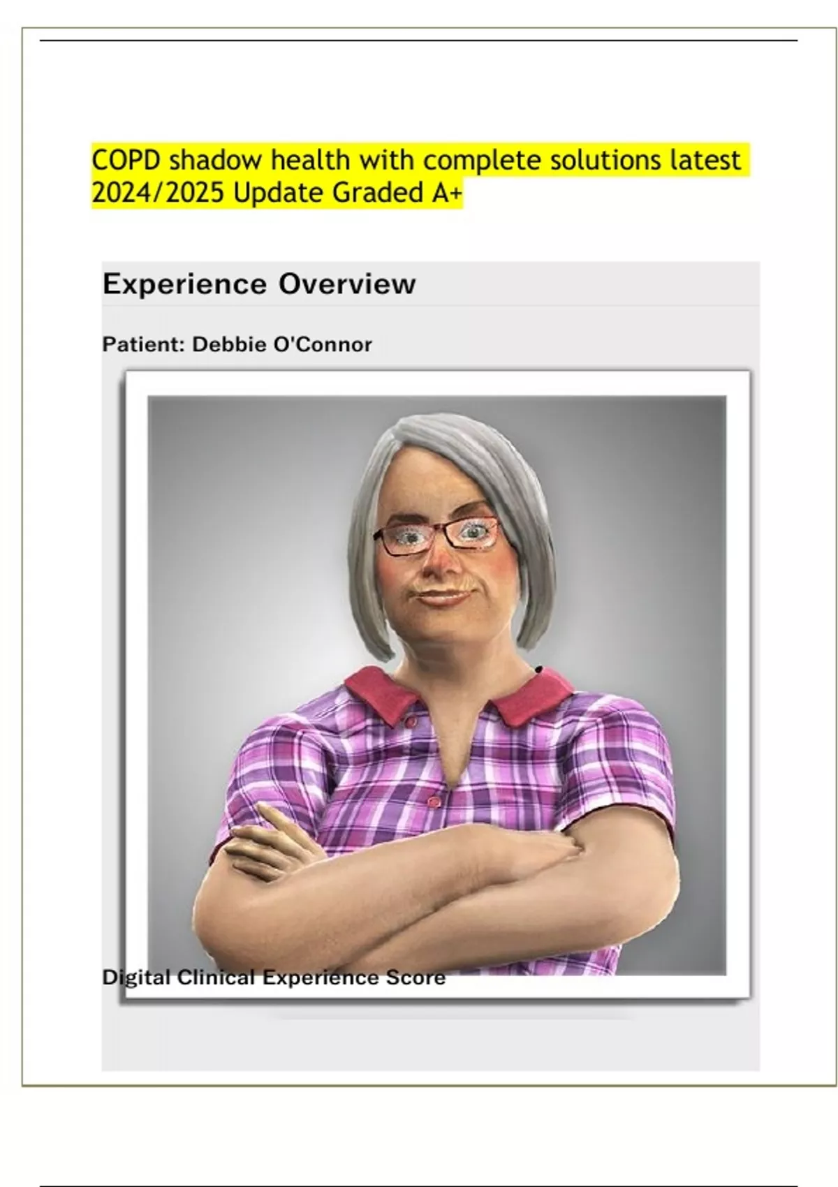 COPD shadow health with complete solutions latest 2024/2025 Update ...