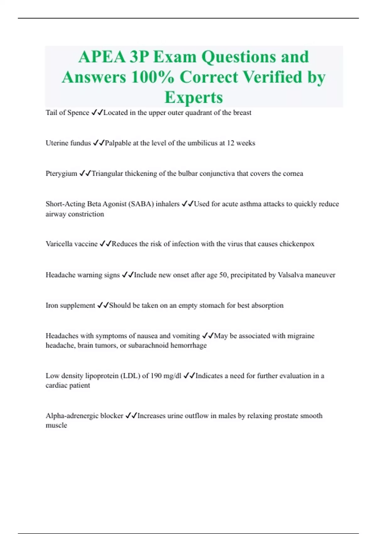 APEA 3P Exam Questions and Answers 100% Correct Verified by Experts ...