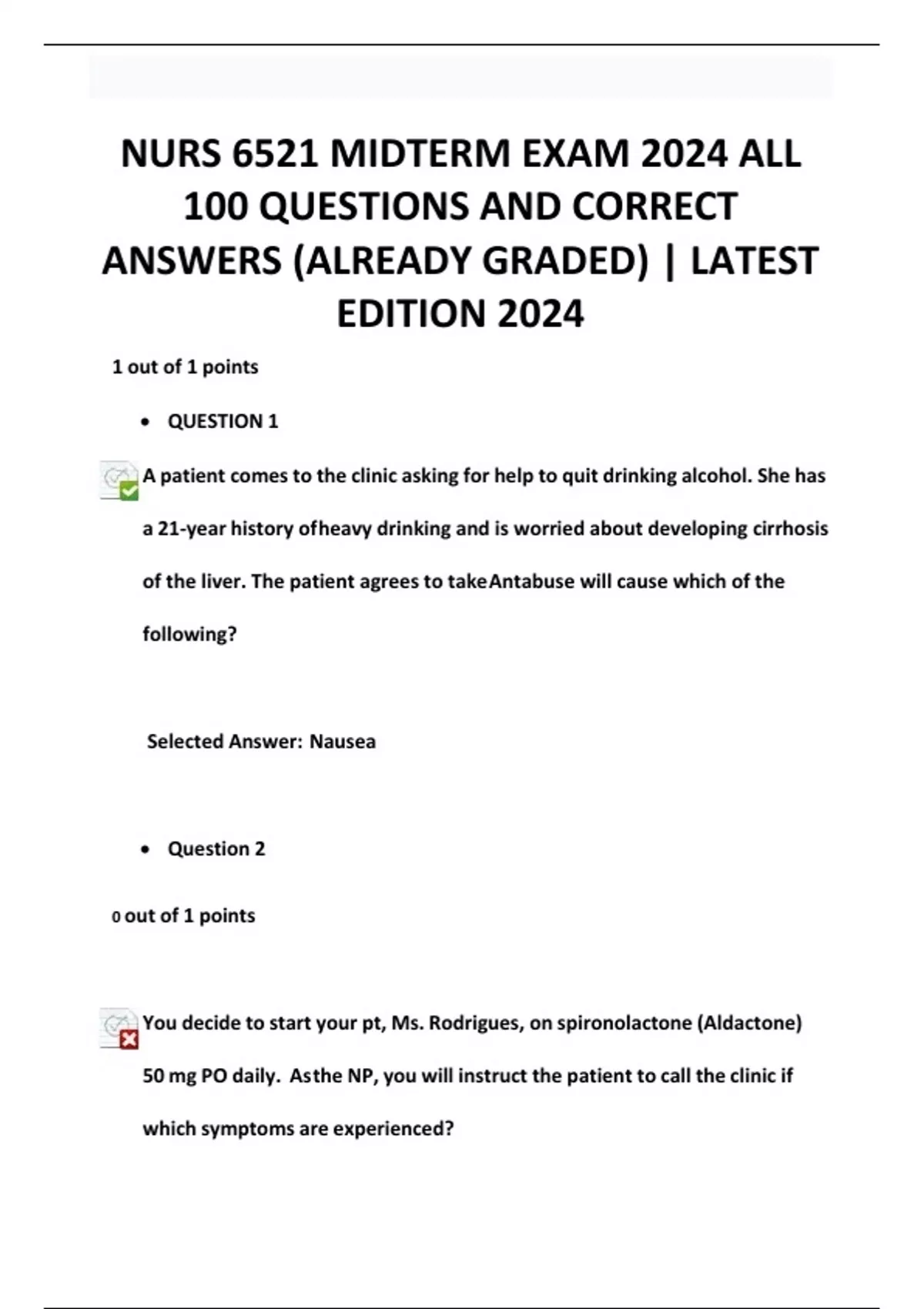 NURS 6521 MIDTERM EXAM 2024 ALL 100 QUESTIONS AND CORRECT ANSWERS ...