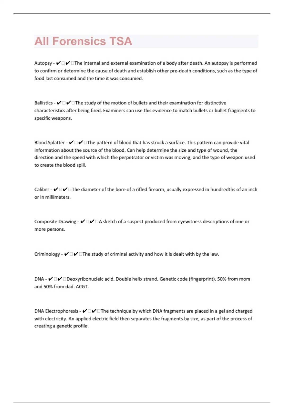 All Forensics TSA|210 |Review | Questions with 100% Correct Answers ...