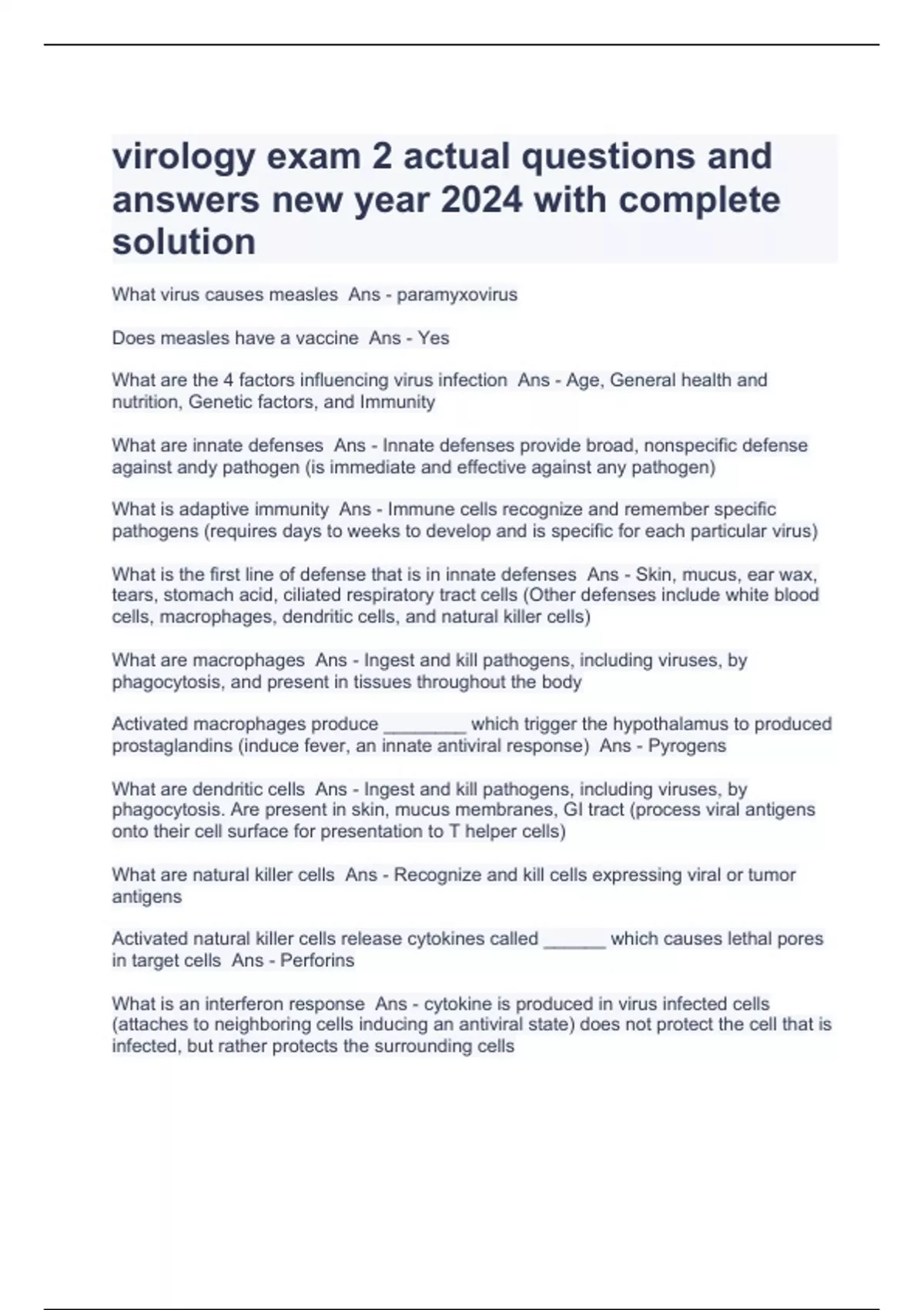 virology exam 2 actual questions and answers new year 2024 with ...