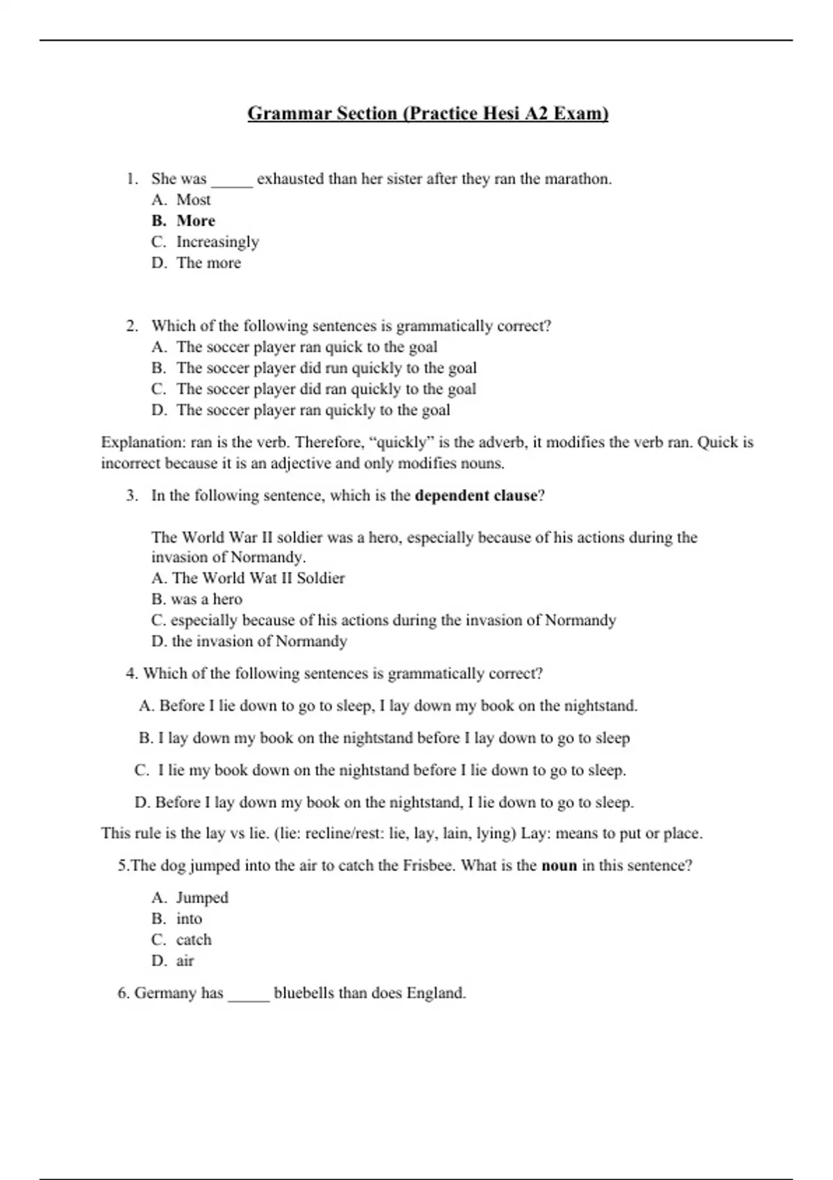 HESI A2 GRAMMAR PRACTICE EXAM (2024 UPDATE) - Hesi A2 - Stuvia US
