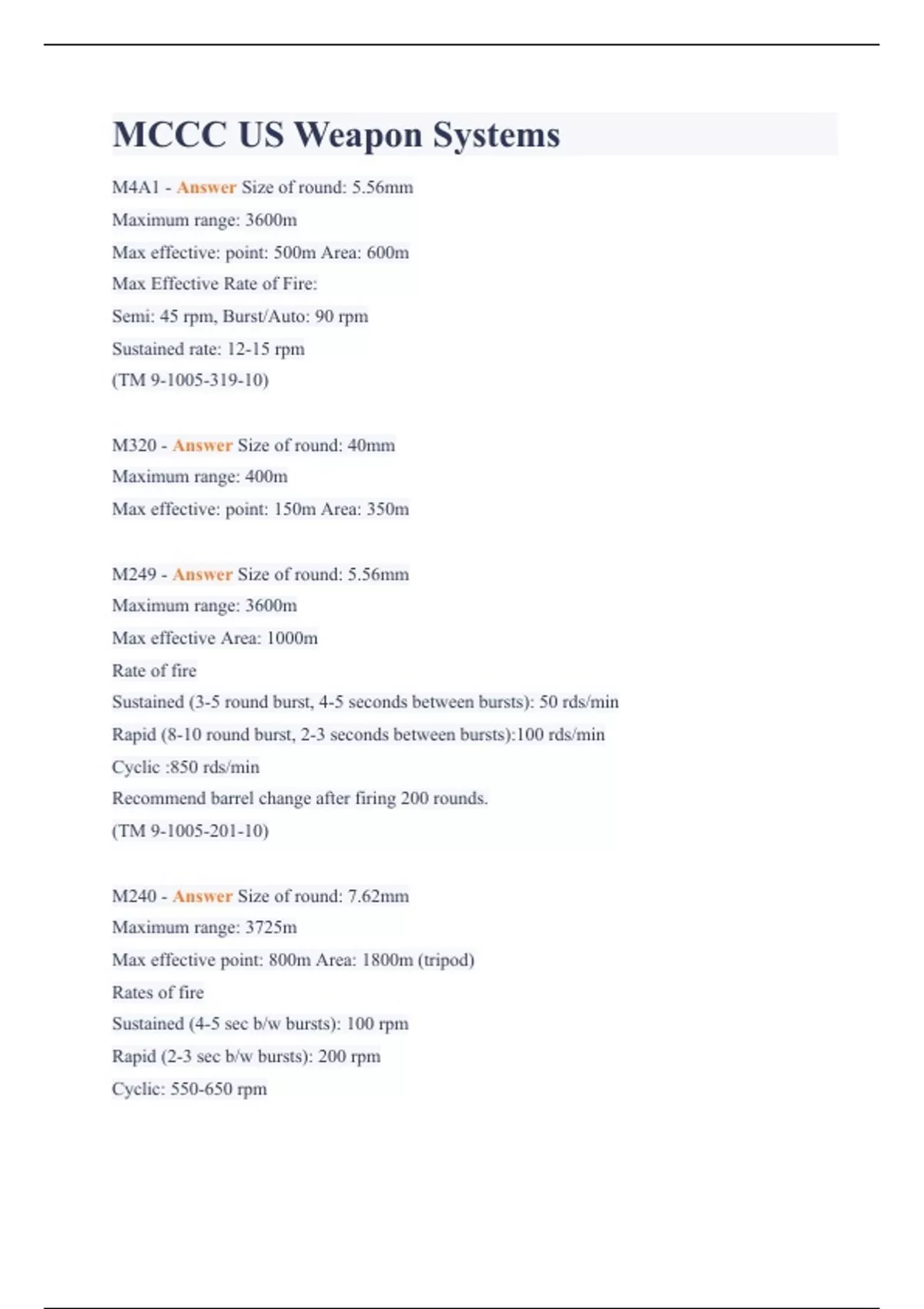 MCCC US Weapons System Questions with passed Solutions 2023/2024 - MCCC ...