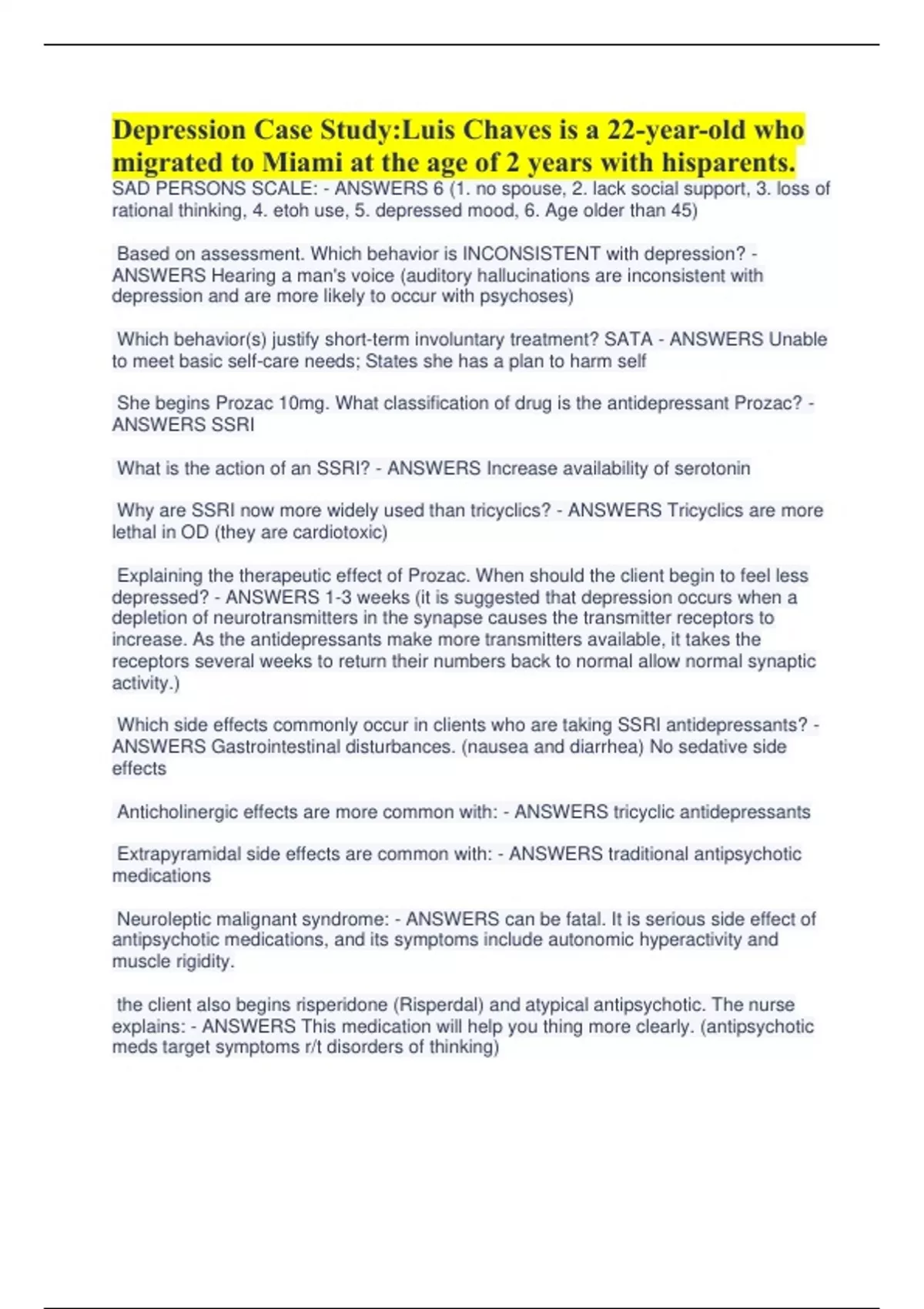 Depression Case Study:Luis Chaves is a 22-year-old who migrated to ...