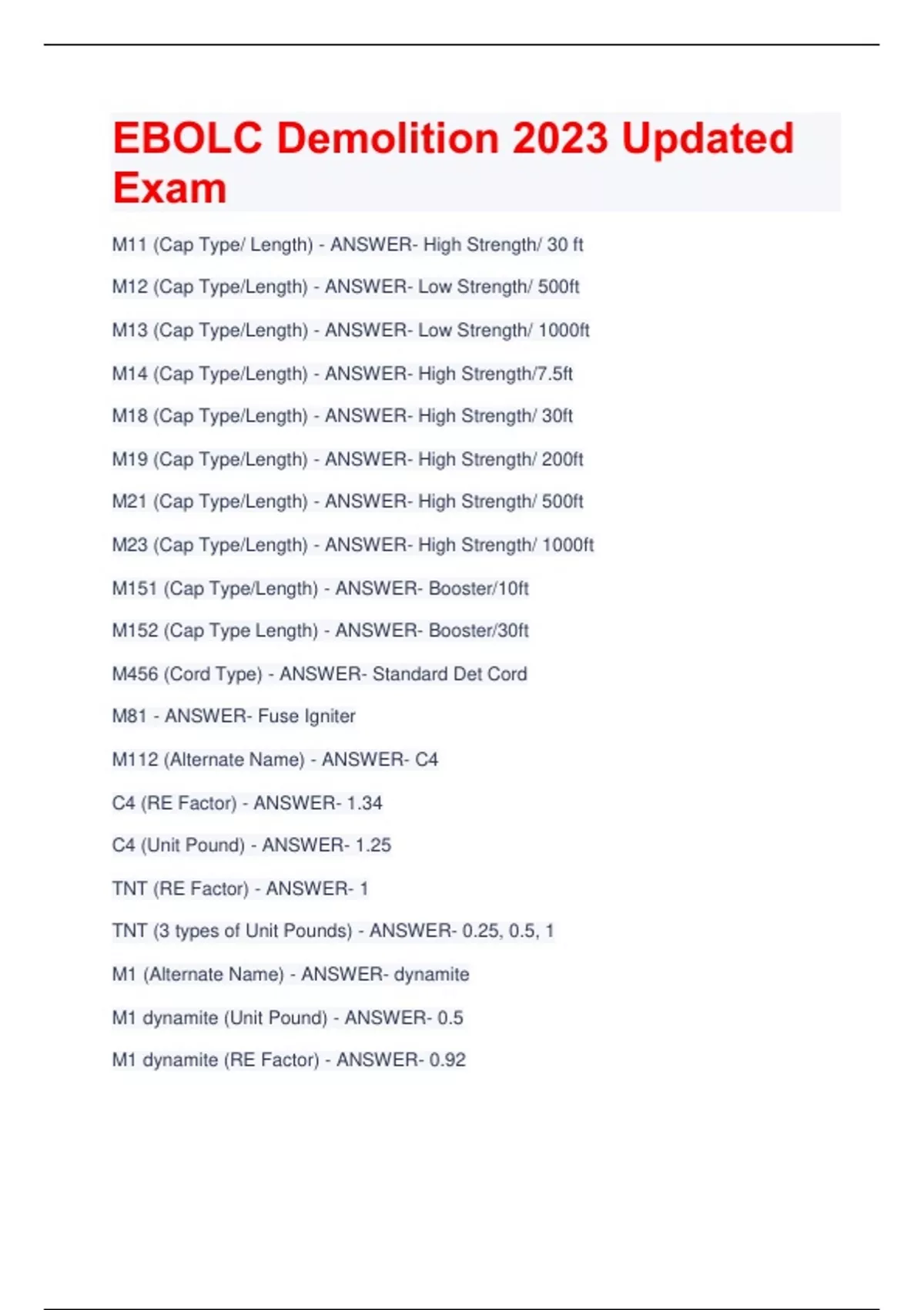 EBOLC Demolition 2023 Updated Exam - EBOLC Demolition - Stuvia US
