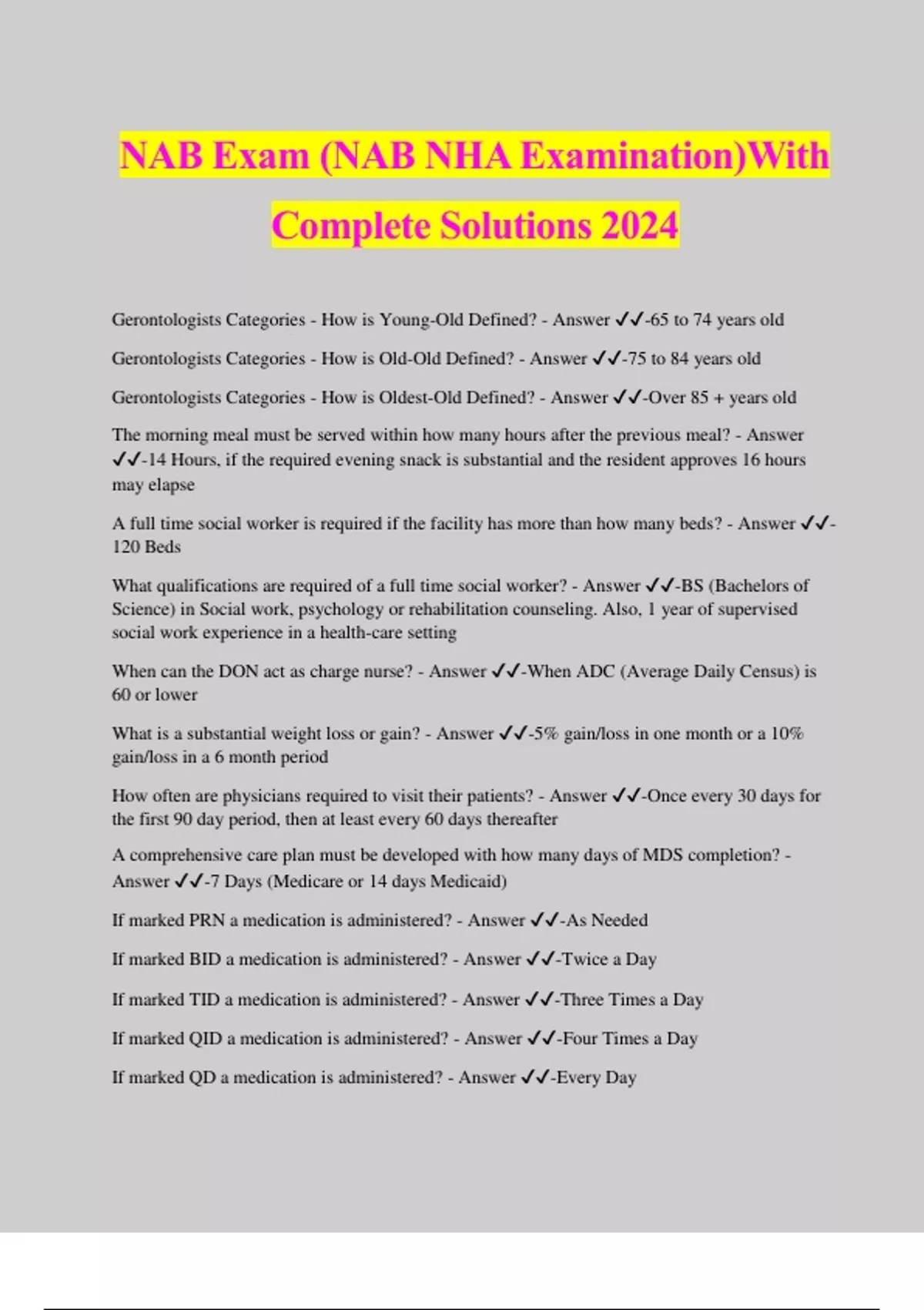 NAB Exam (NAB NHA Examination)With Complete Solutions 2024 - NAB ...