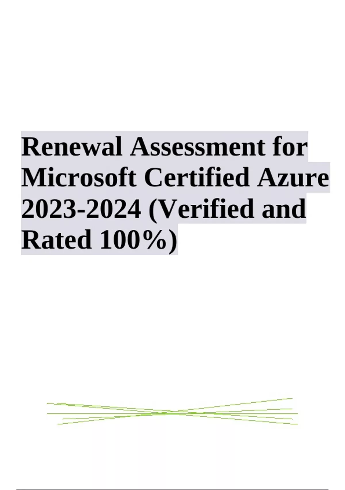 Renewal Assessment for Microsoft Certified Azure Questions With Answers ...