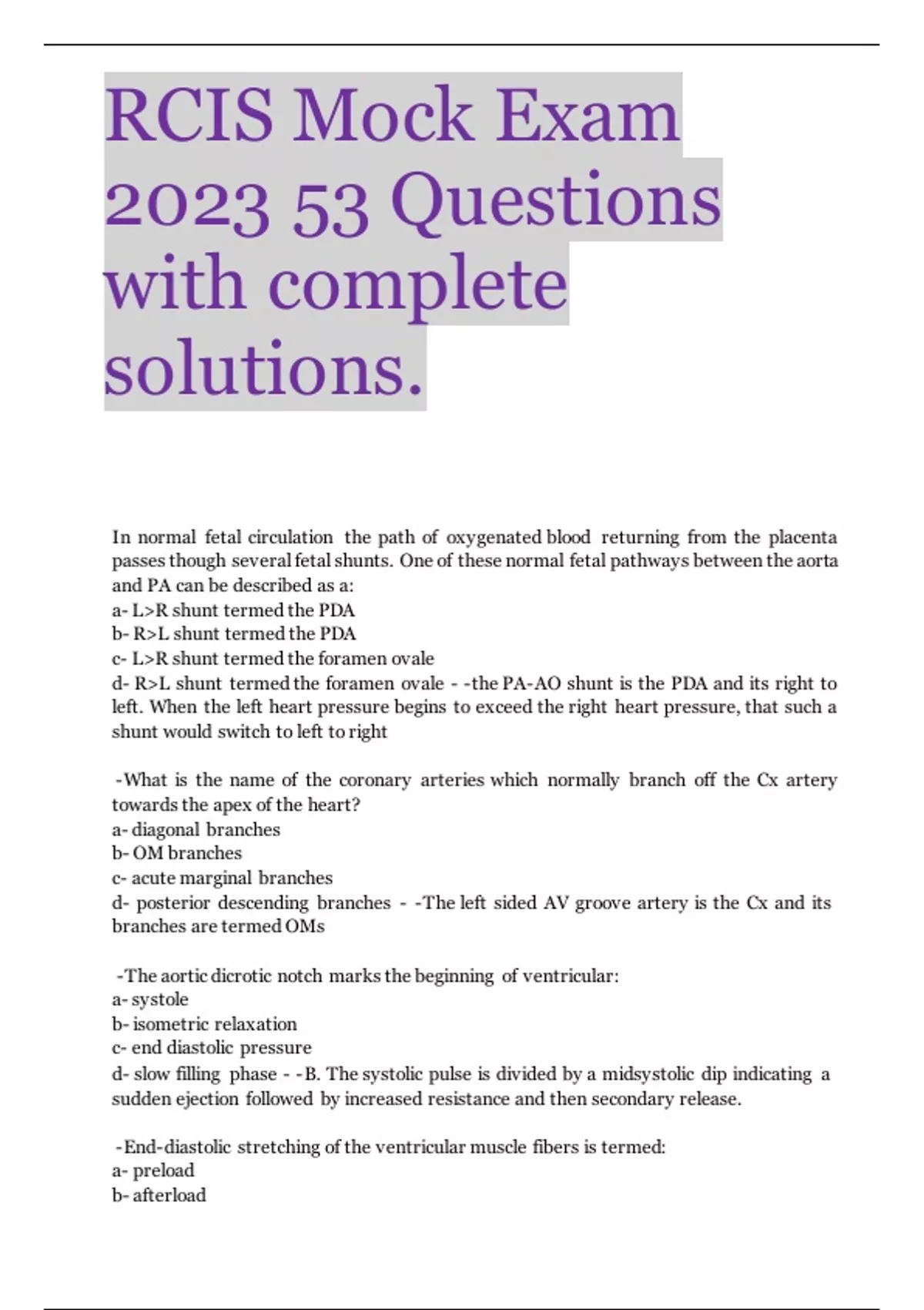 RCIS Mock Exam 2024 53 Questions with complete solutions - RCIS Mock - Stuvia US