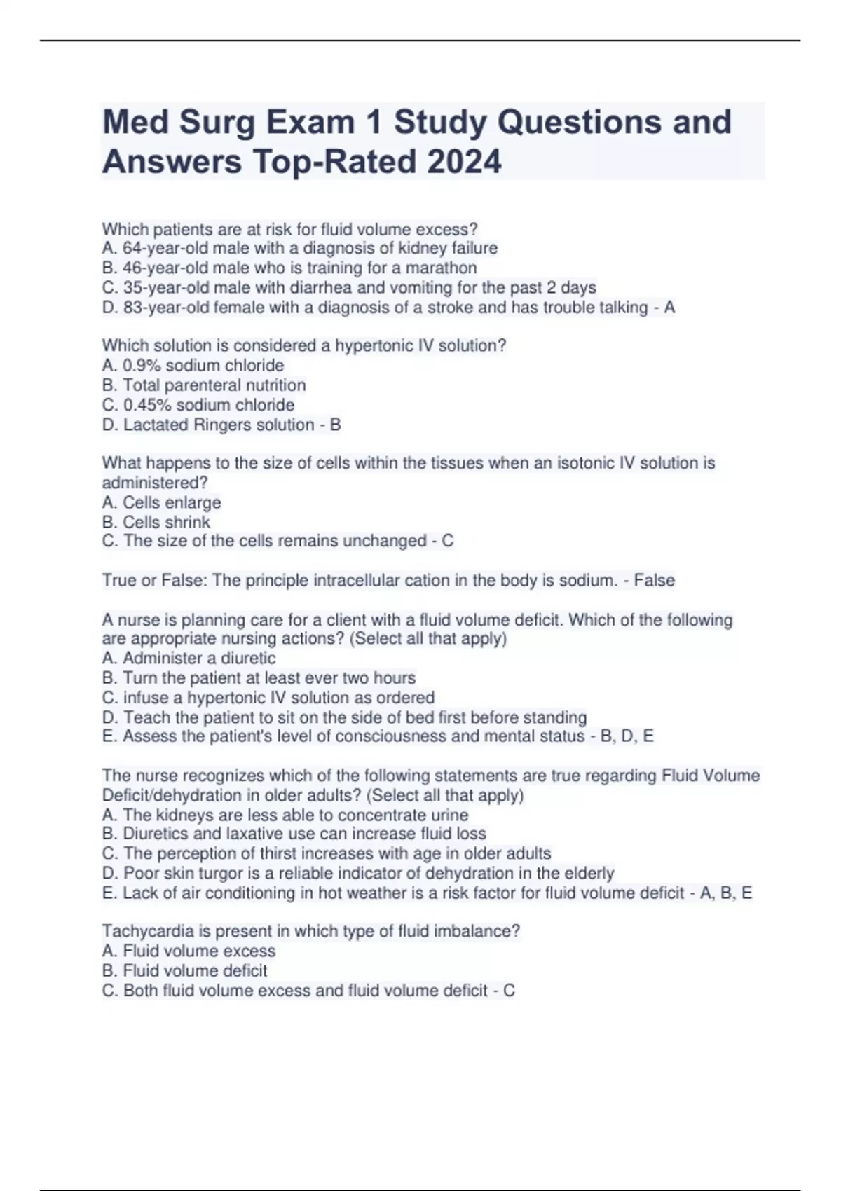 Med Surg Exam 1