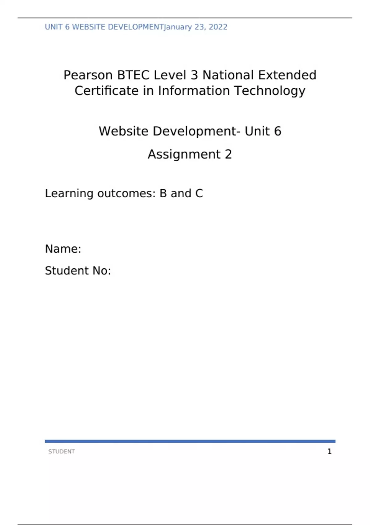 UNIT 6 WEBSITE DEVELOPMEMNT ASSIGNMENT B&C (Distinction) - Unit 6 - Website Development - Stuvia UK