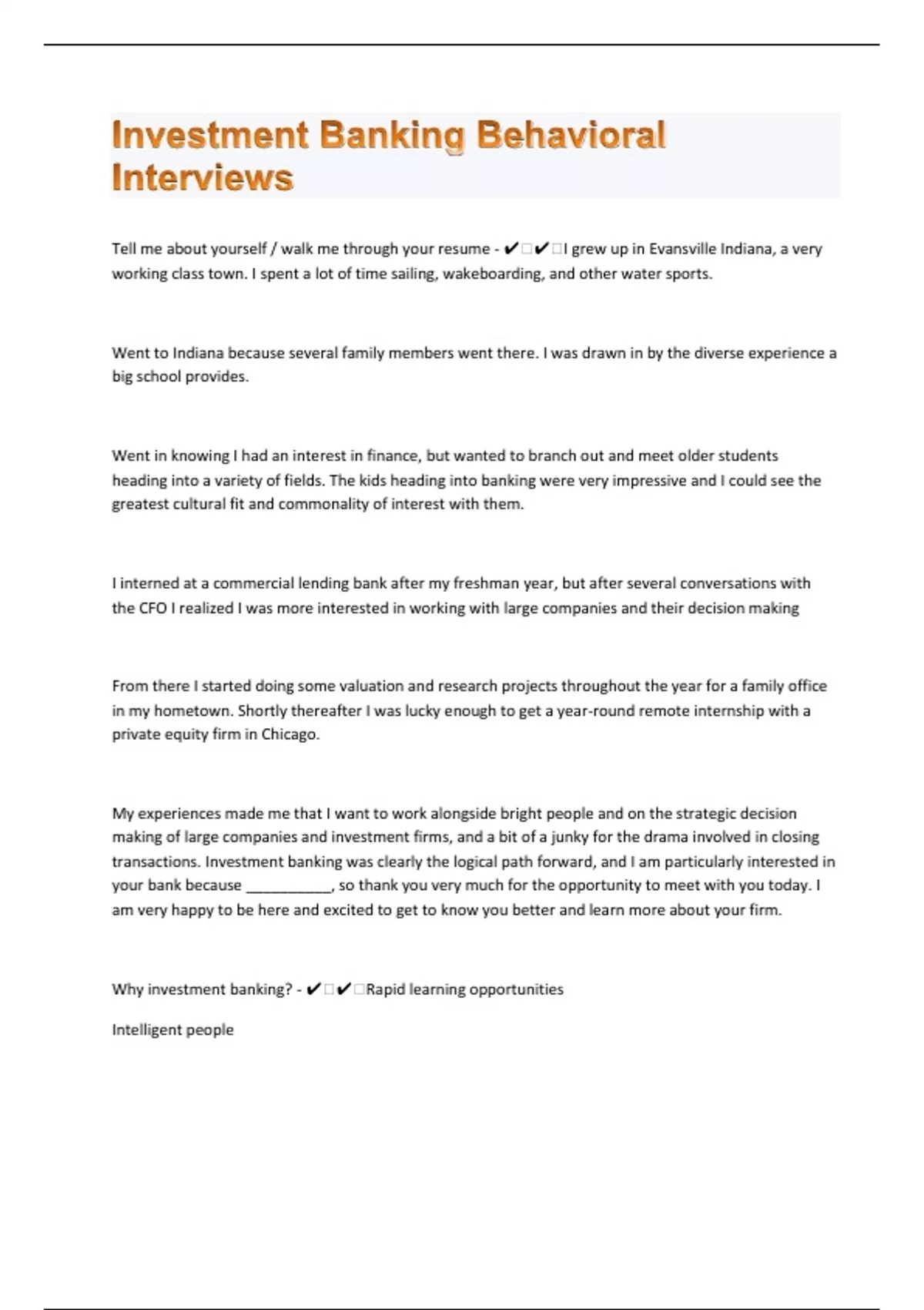 Investment Banking Behavioral Interviews 137 | Questions And Answers ...