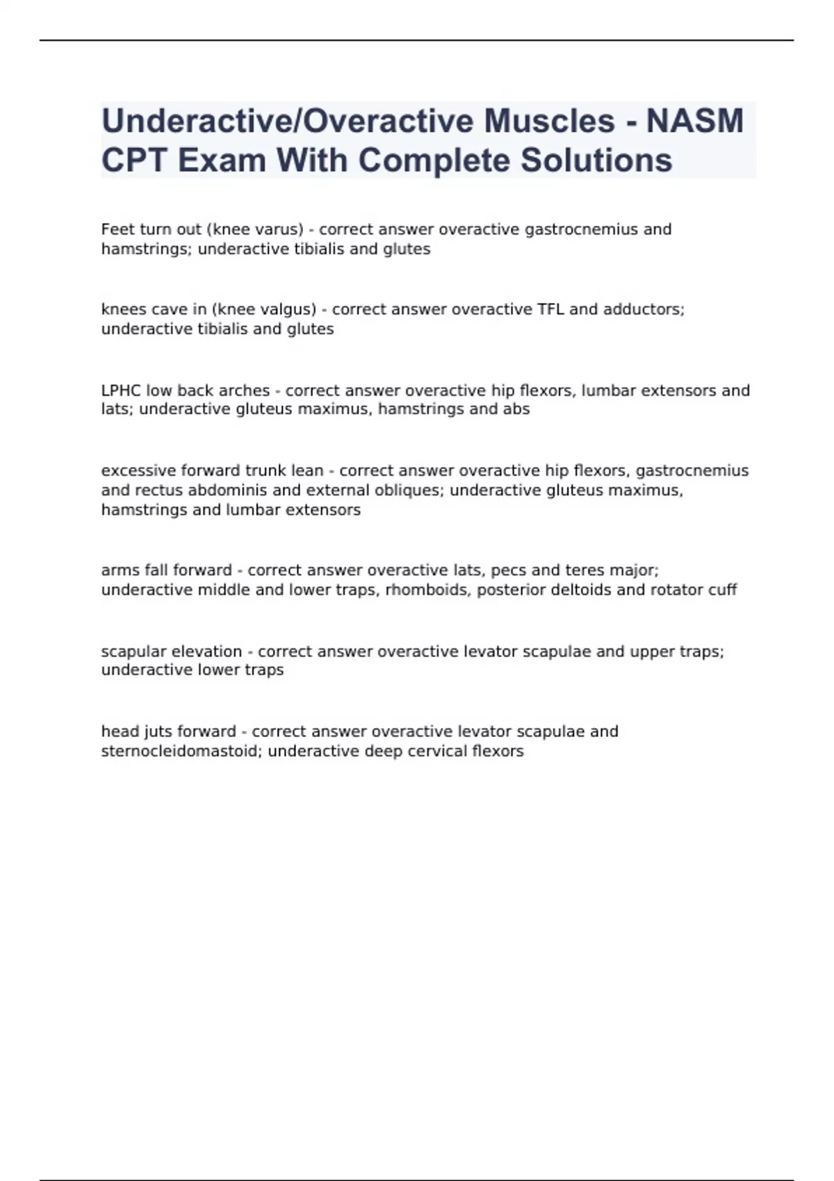 nasm exam Package - Stuvia US