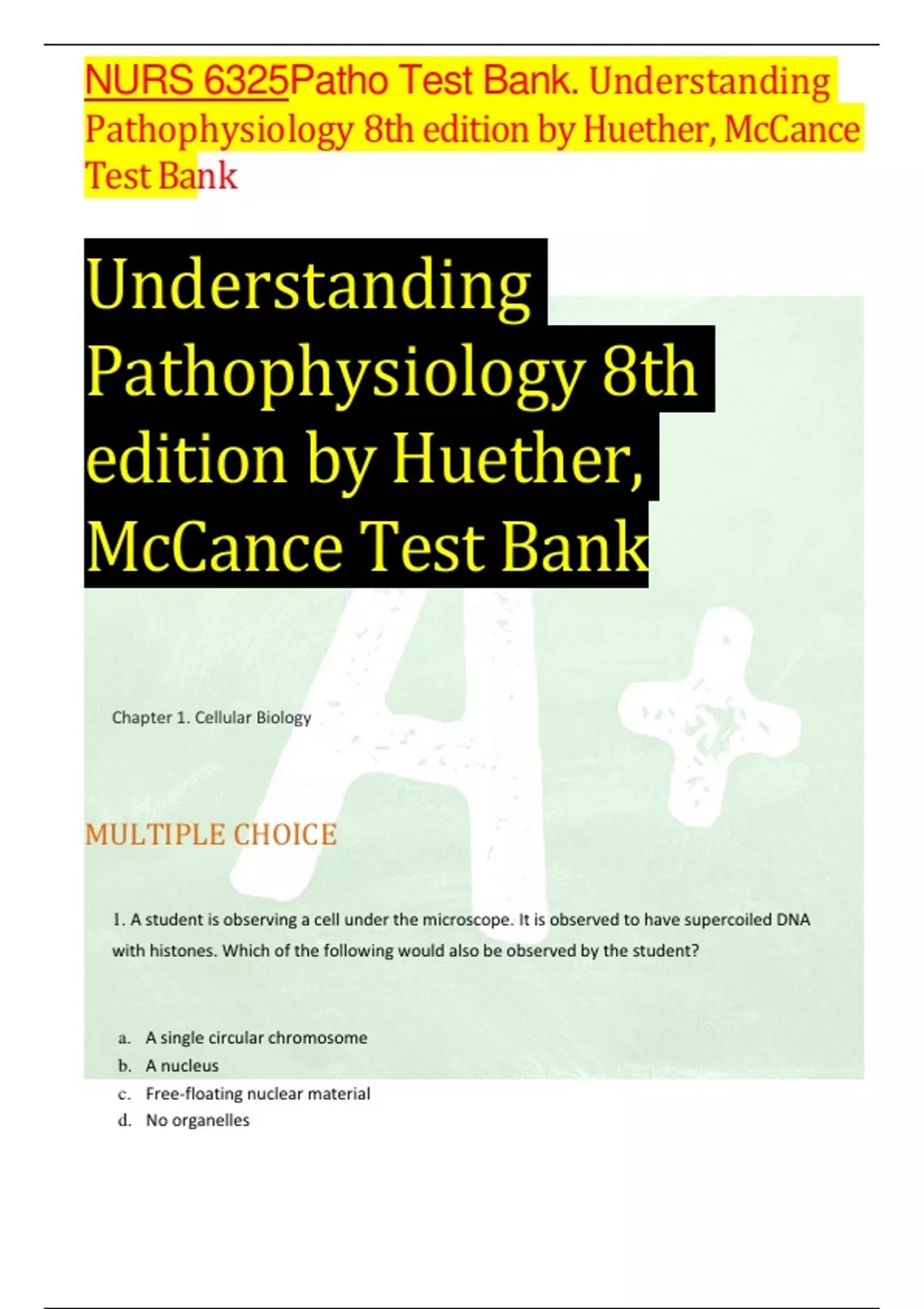 Understanding Pathophysiology 8th edition by Huether, McCance Test Bank ...