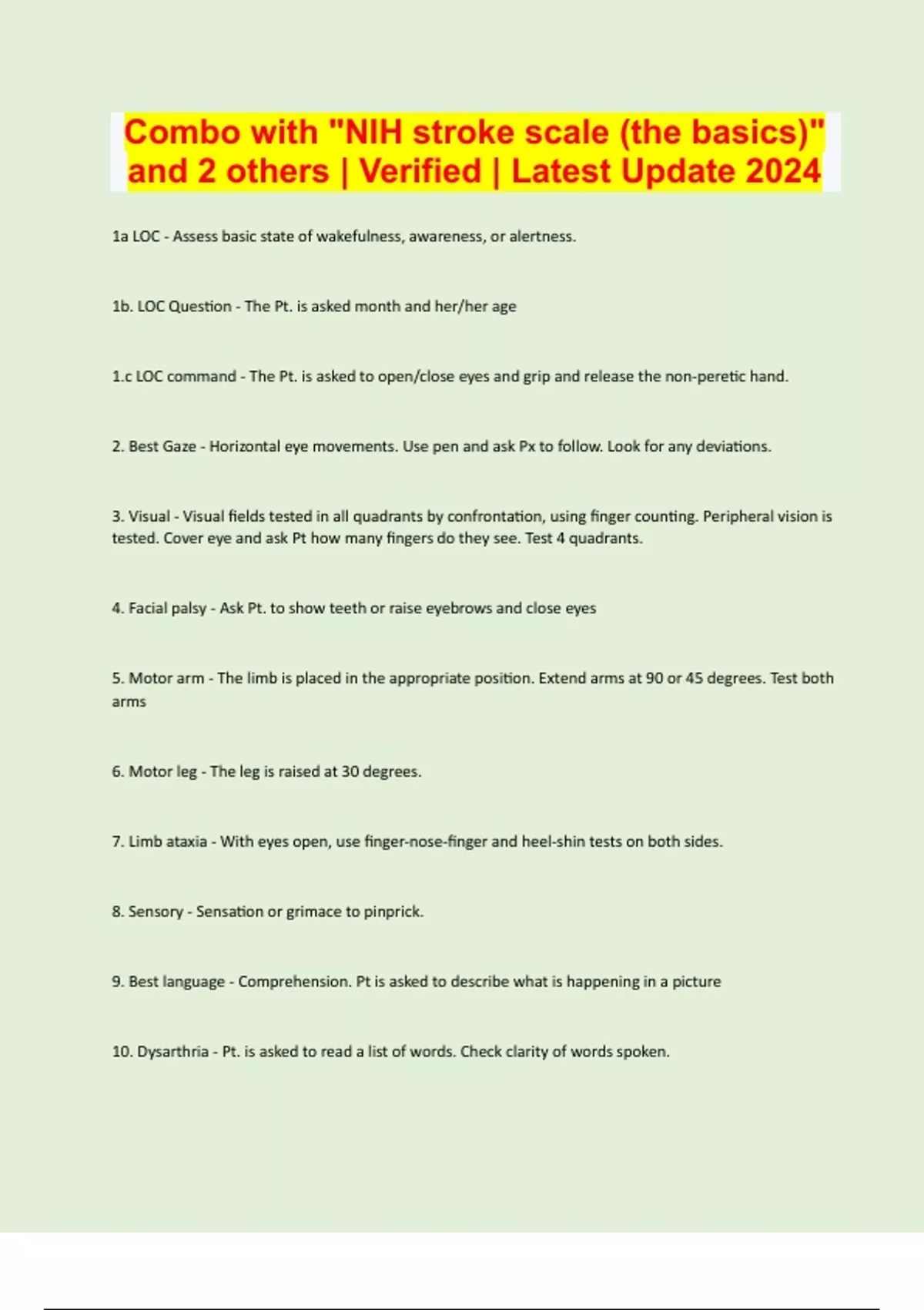 Combo with "NIH stroke scale (the basics)" and 2 others | Verified ...