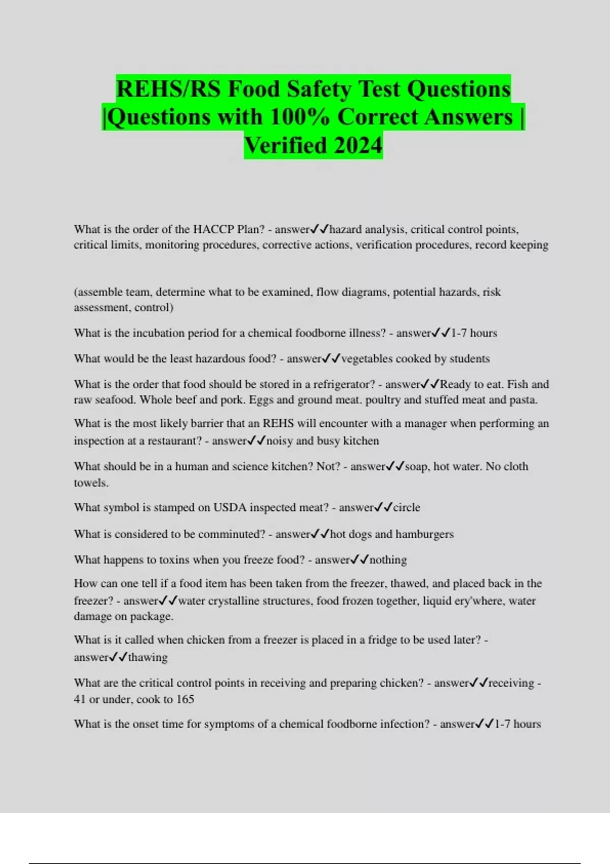 REHS/RS EXAM BUNDLE WITH COMPLETE SOLUTIONS GRADEDA A+ - Stuvia US