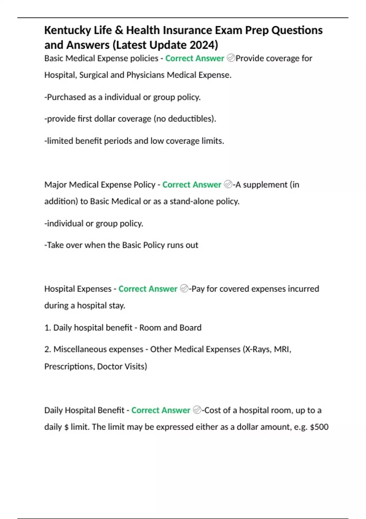 Kentucky Life & Health Insurance Exam Prep Questions and Answers ...