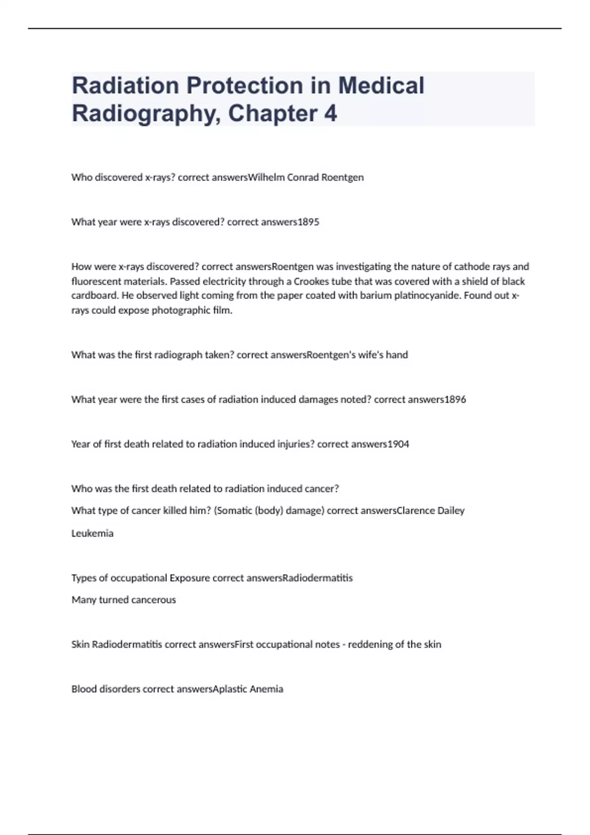 Radiation Protection in Medical Radiography, Chapter 4 exam 2024 with verified solutions ...