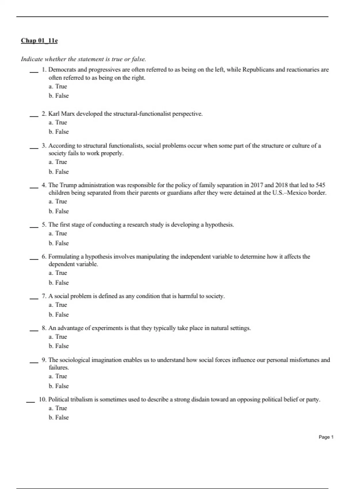 Test Bank Understanding Social Problems 11th Edition by Linda Mooney ...