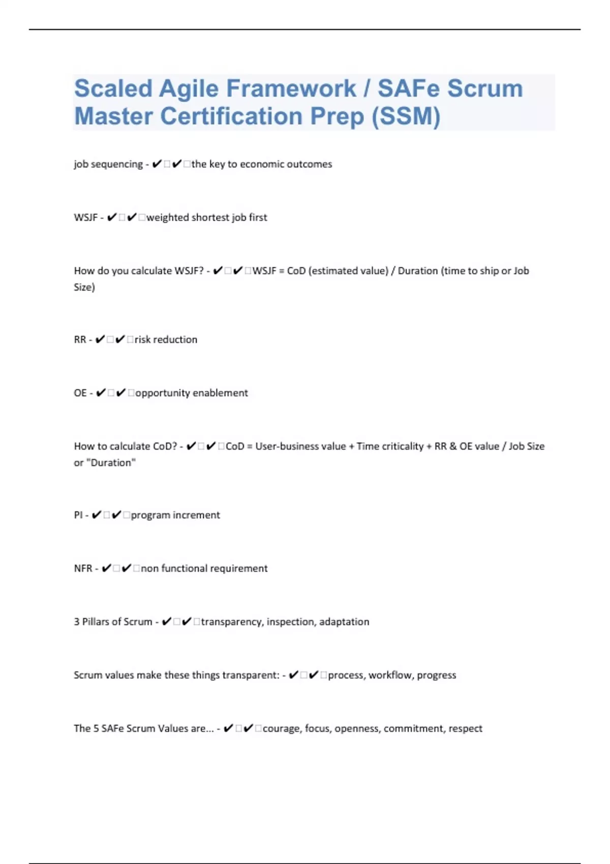 Scaled Agile Framework / SAFe Scrum Master Certification Prep (SSM) 145 ...