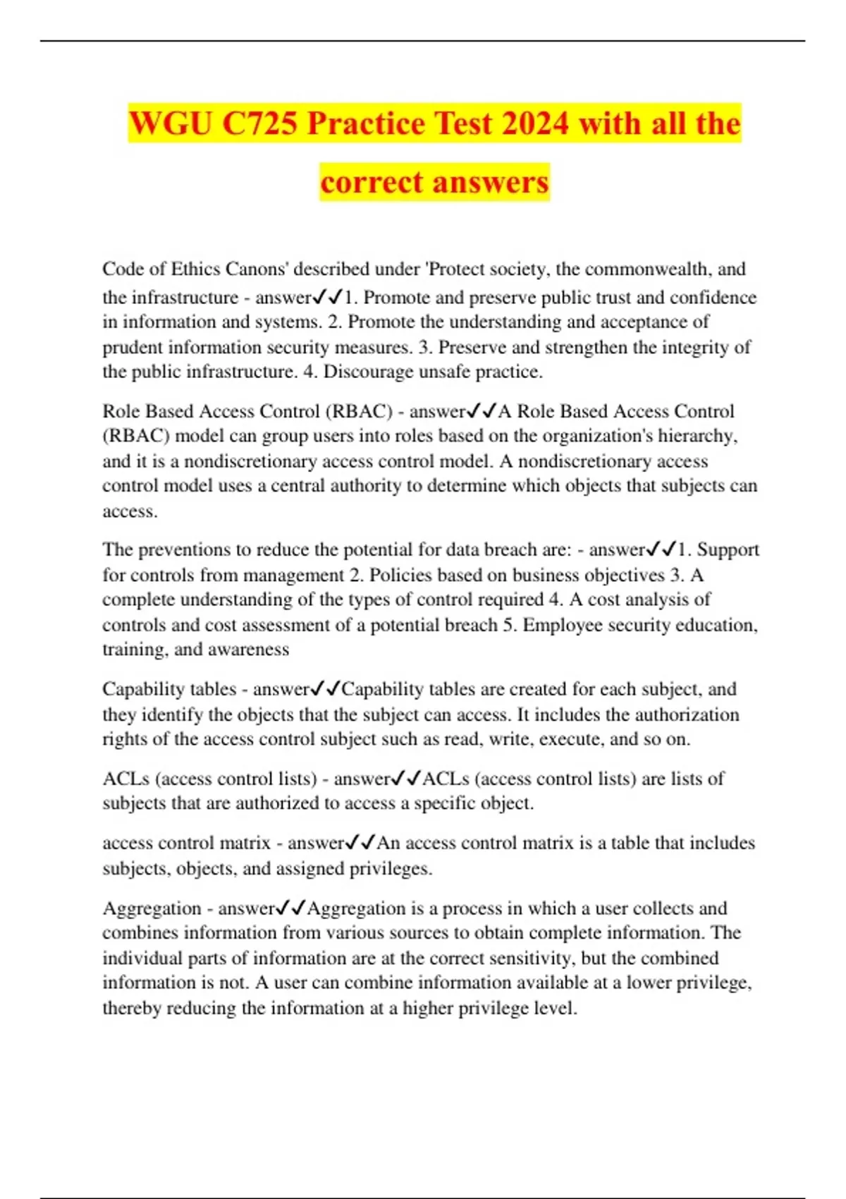 WGU C725 Practice Test 2024 with all the correct answers - WGU - Stuvia US