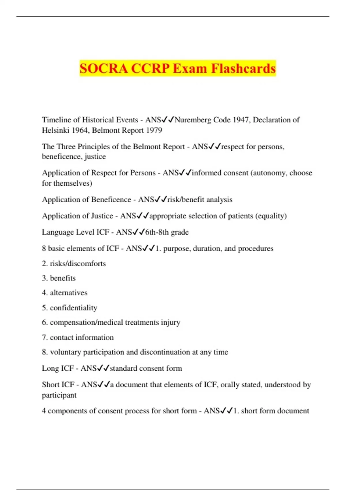 SOCRA EXAM BUNDLE WITH COMPLETE SOLUTIONS - Stuvia US