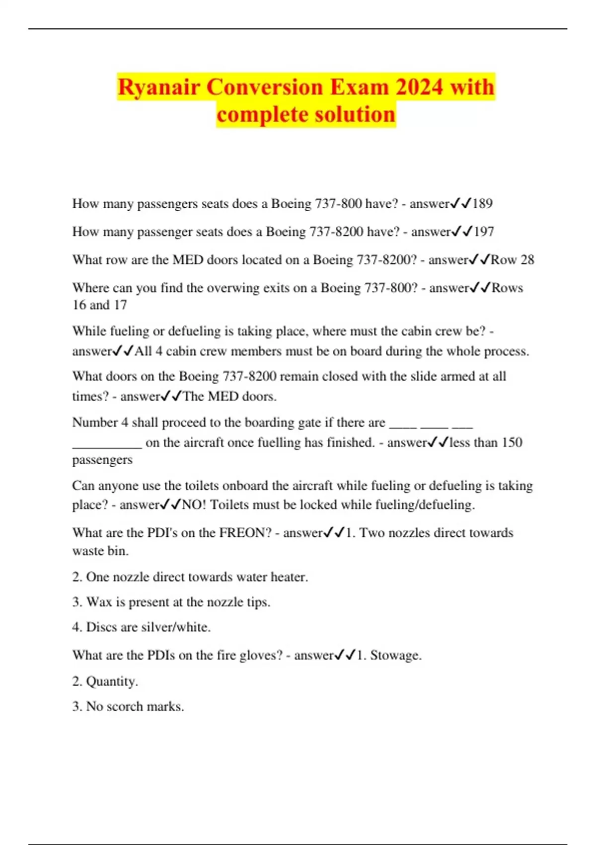 Ryanair Conversion Exam 2024 with complete solution - Ryanair - Stuvia US