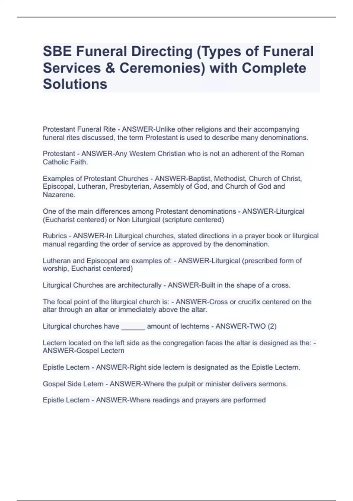 SBE Funeral Directing (Types of Funeral Services & Ceremonies) with ...