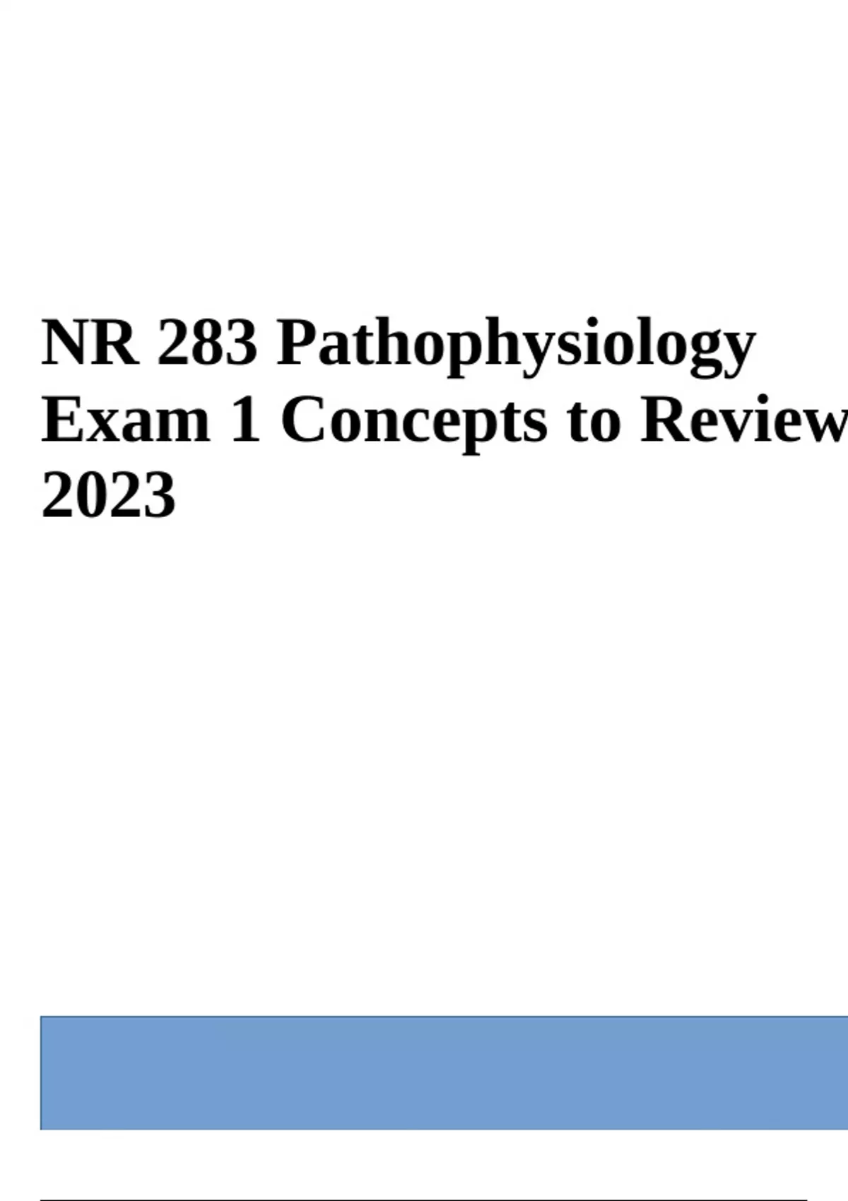 NURSING NR 283 Pathophysiology Exam Questions With Answers Latest ...