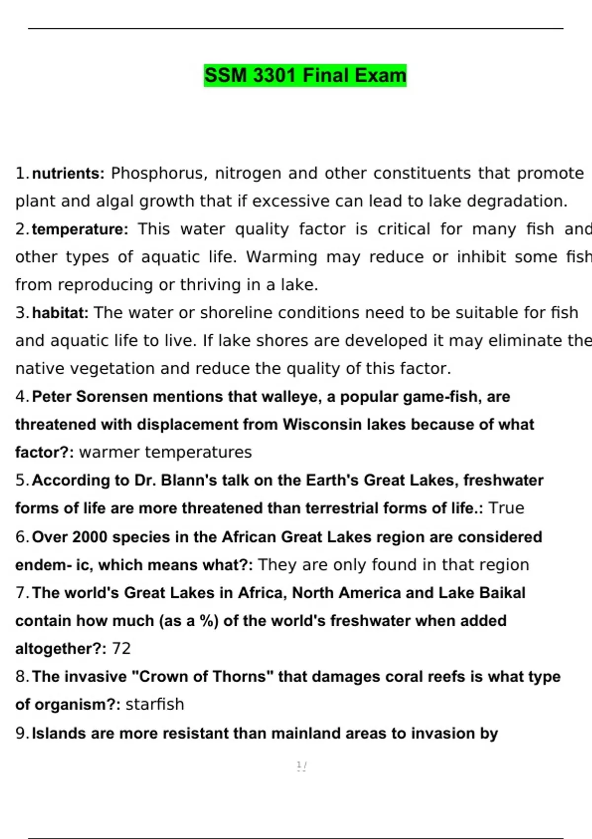 SSM 3301 Final Exam Study Guide 2024 with complete solution - SSM ...