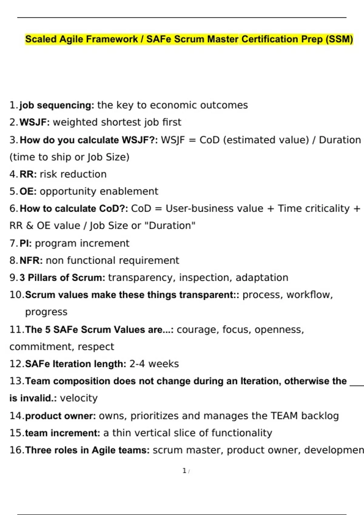Scaled Agile Framework / SAFe Scrum Master Certification Prep (SSM ...