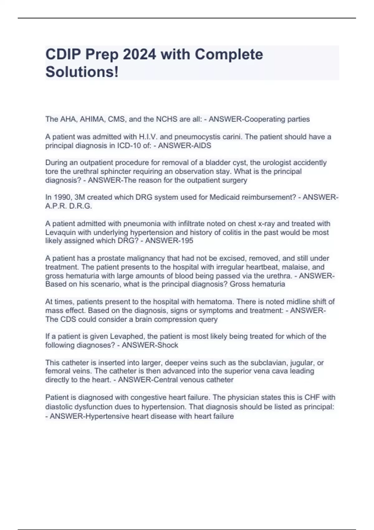 CDIP Prep 2024 with Complete Solutions! - CDIP Prep - Stuvia US