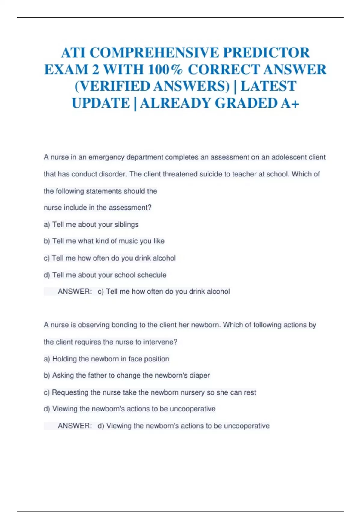 Ultimate Success Bundle: ATI Comprehensive Predictor Exams Package ...