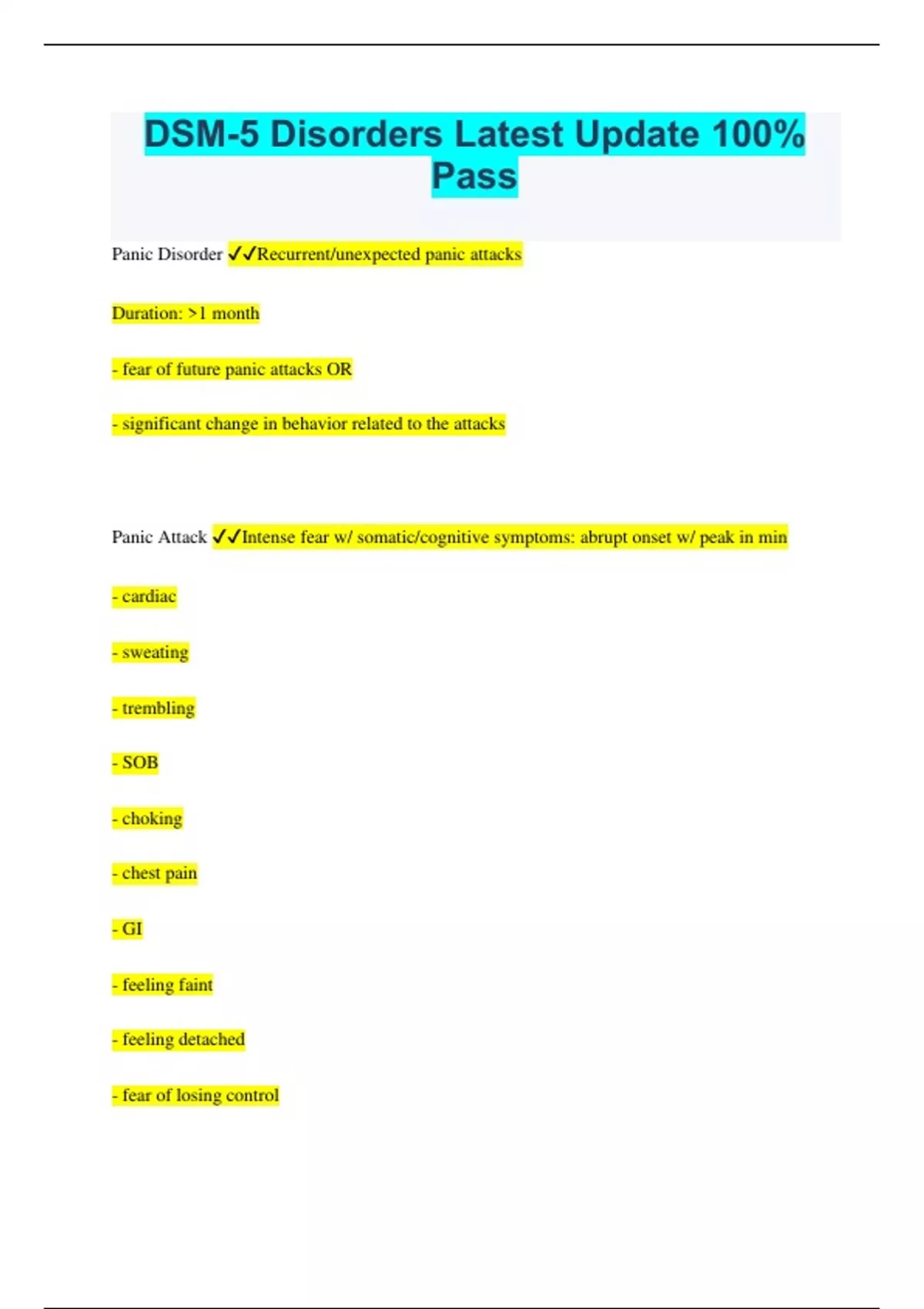 DSM-5 Bundled Exams Questions and Answers (2023/2024) (Complete and ...